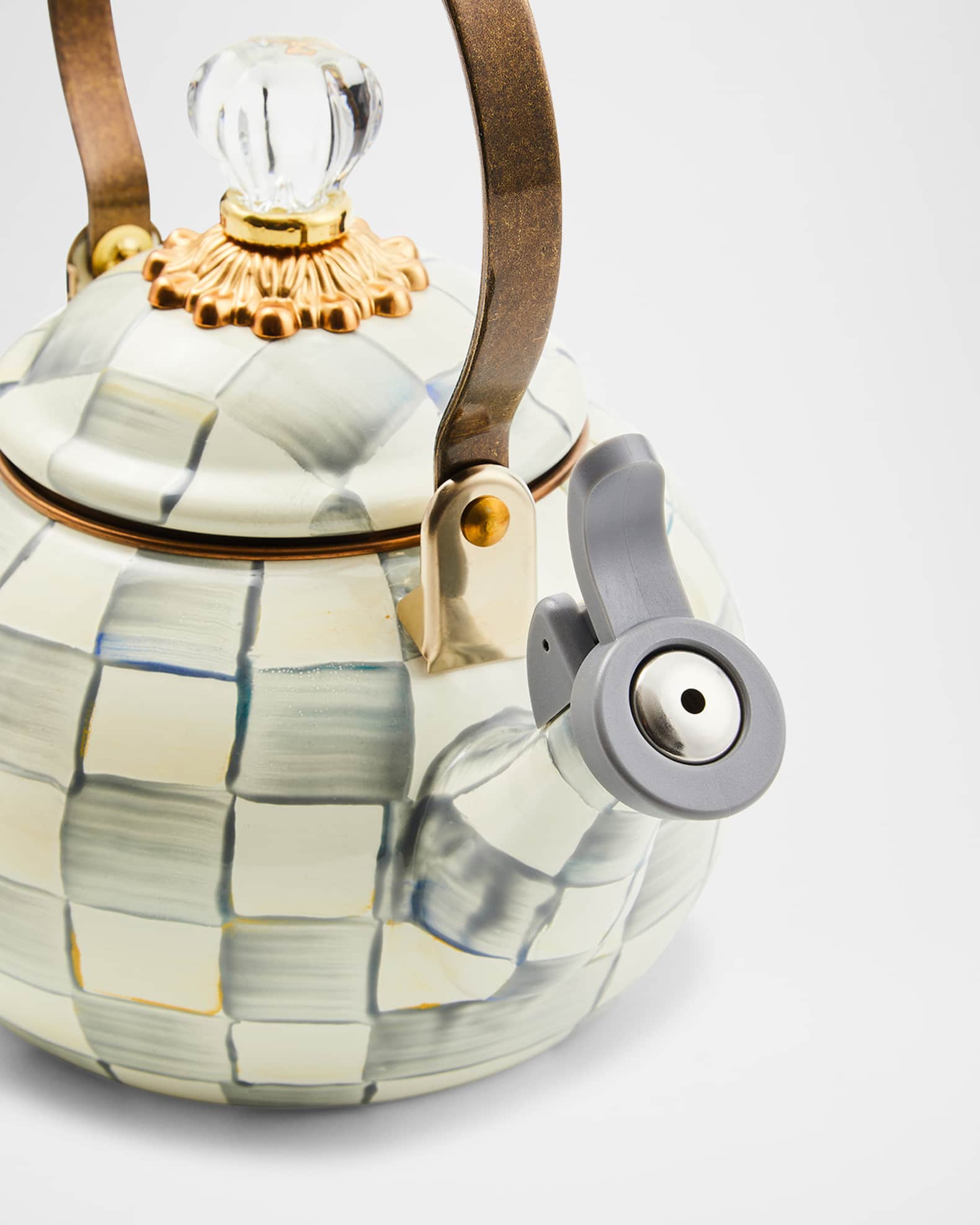 MacKenzie-Childs Sterling Check 1-Qt. Whistling Tea Kettle | Horchow