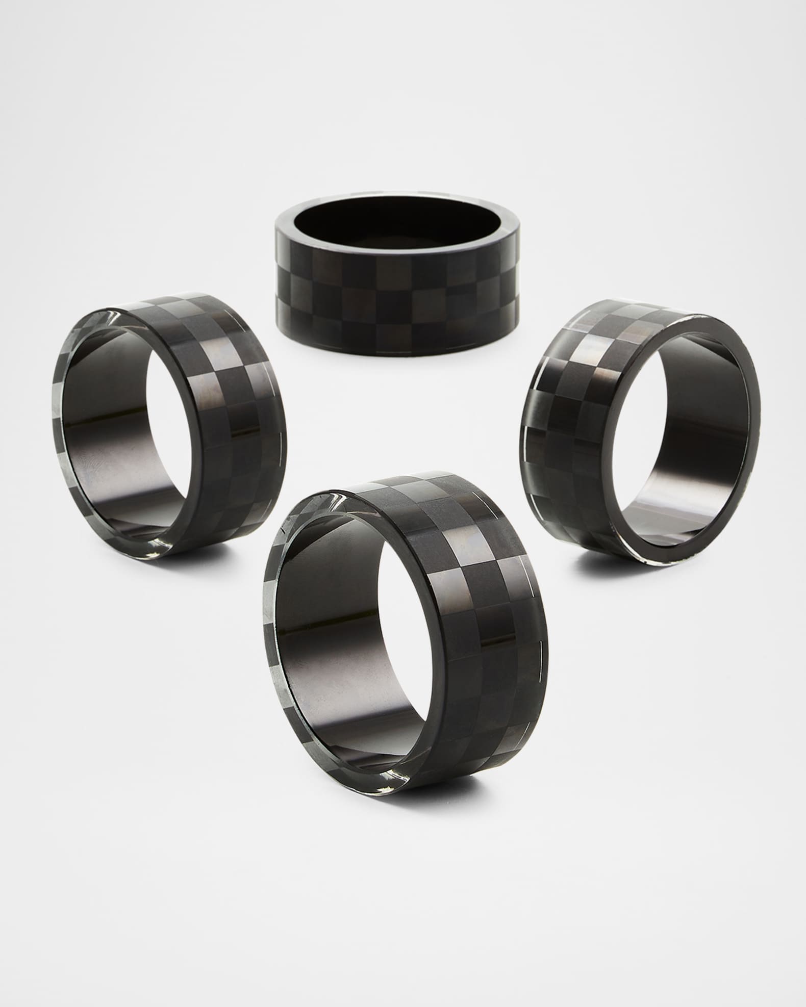 MacKenzie-Childs Black Check Napkin Ring, Set of 4 | Horchow