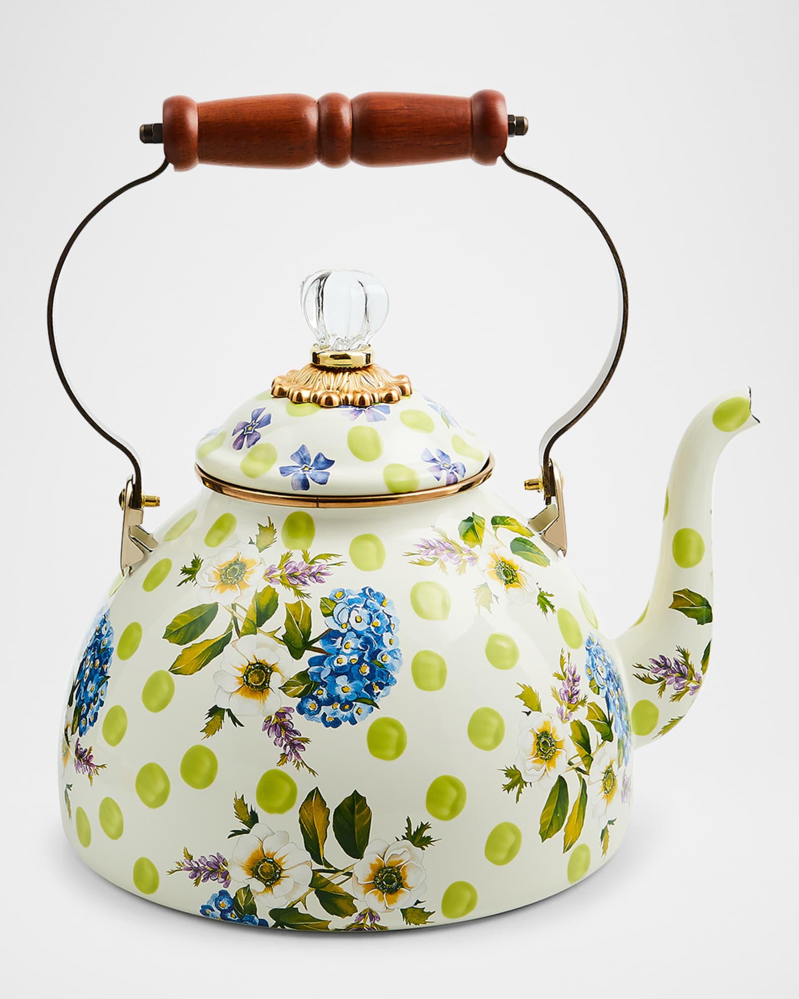 MacKenzie-Childs Wildflowers Green 3-Quart Tea Kettle | Horchow