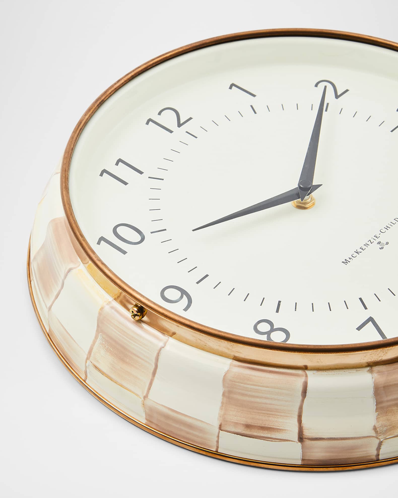 MacKenzie-Childs Mocha Check School Clock | Horchow