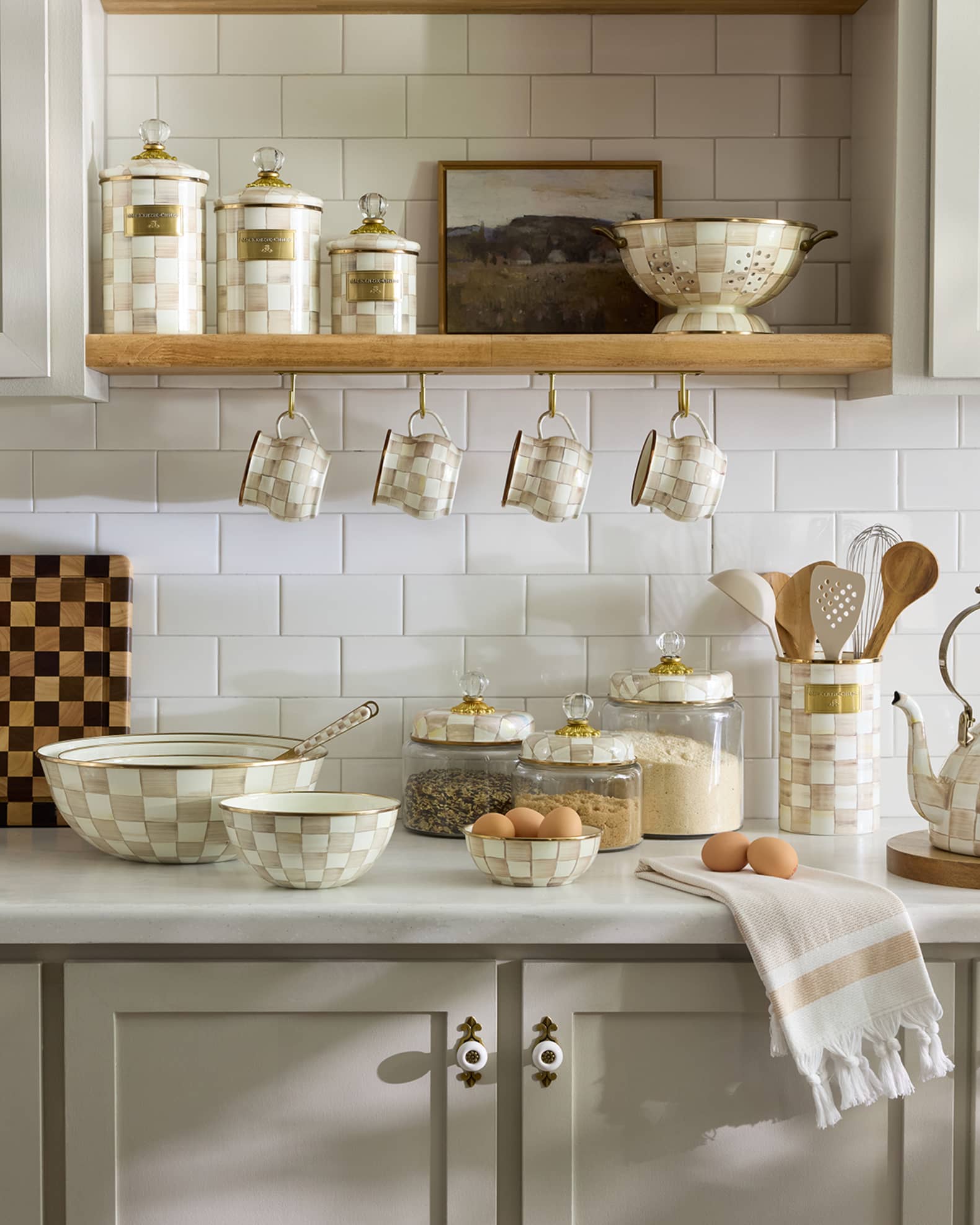 MacKenzie-Childs Mocha Check Small Kitchen Canister | Horchow