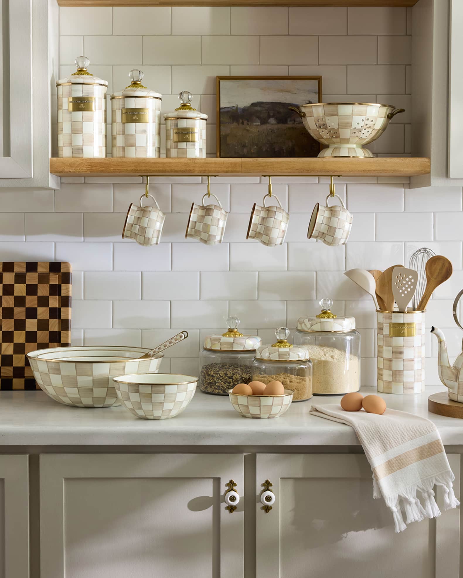 MacKenzie-Childs Mocha Check Medium Kitchen Canister | Horchow