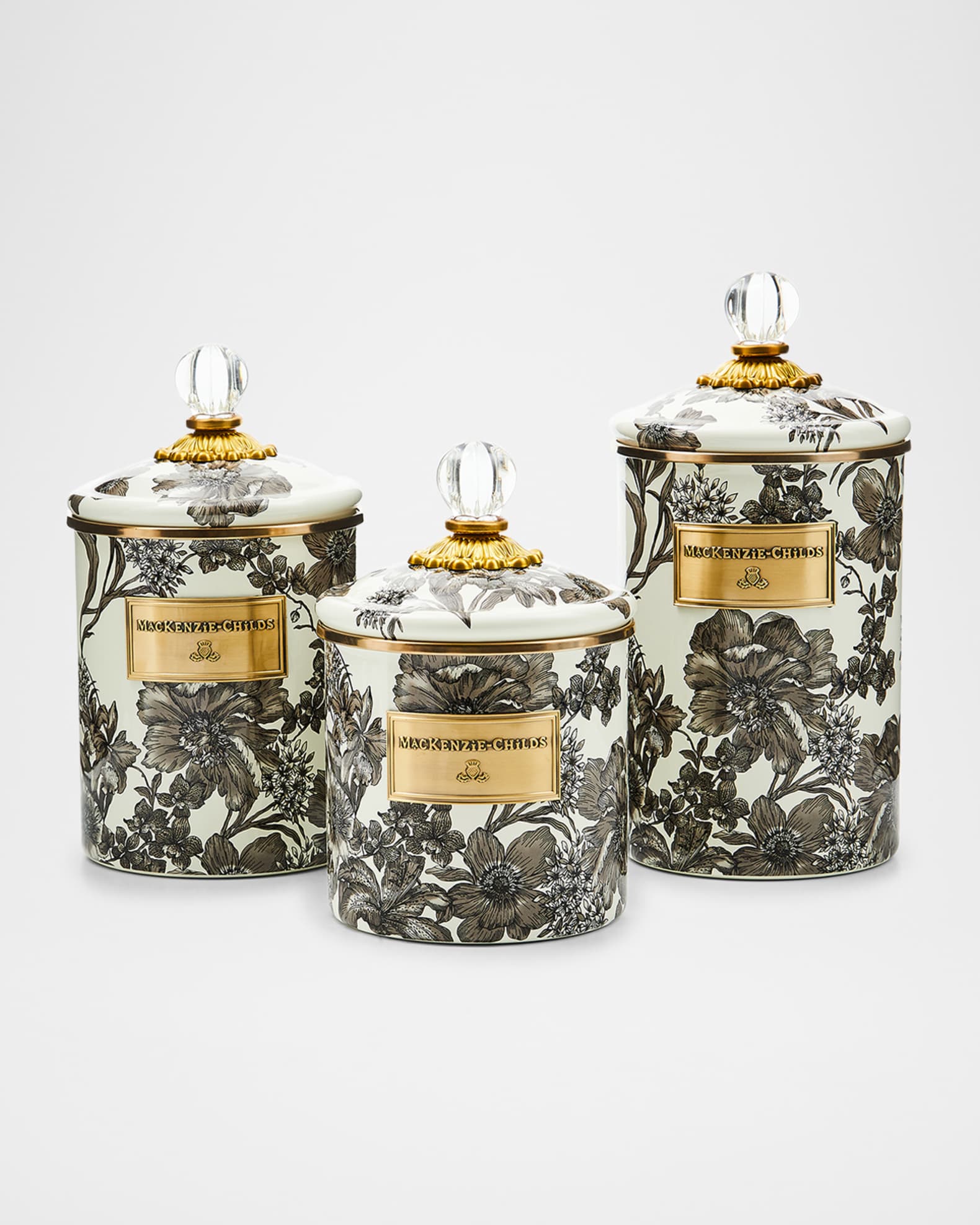 MacKenzie-Childs Sterling English Garden Small Canister, 38 oz. | Horchow