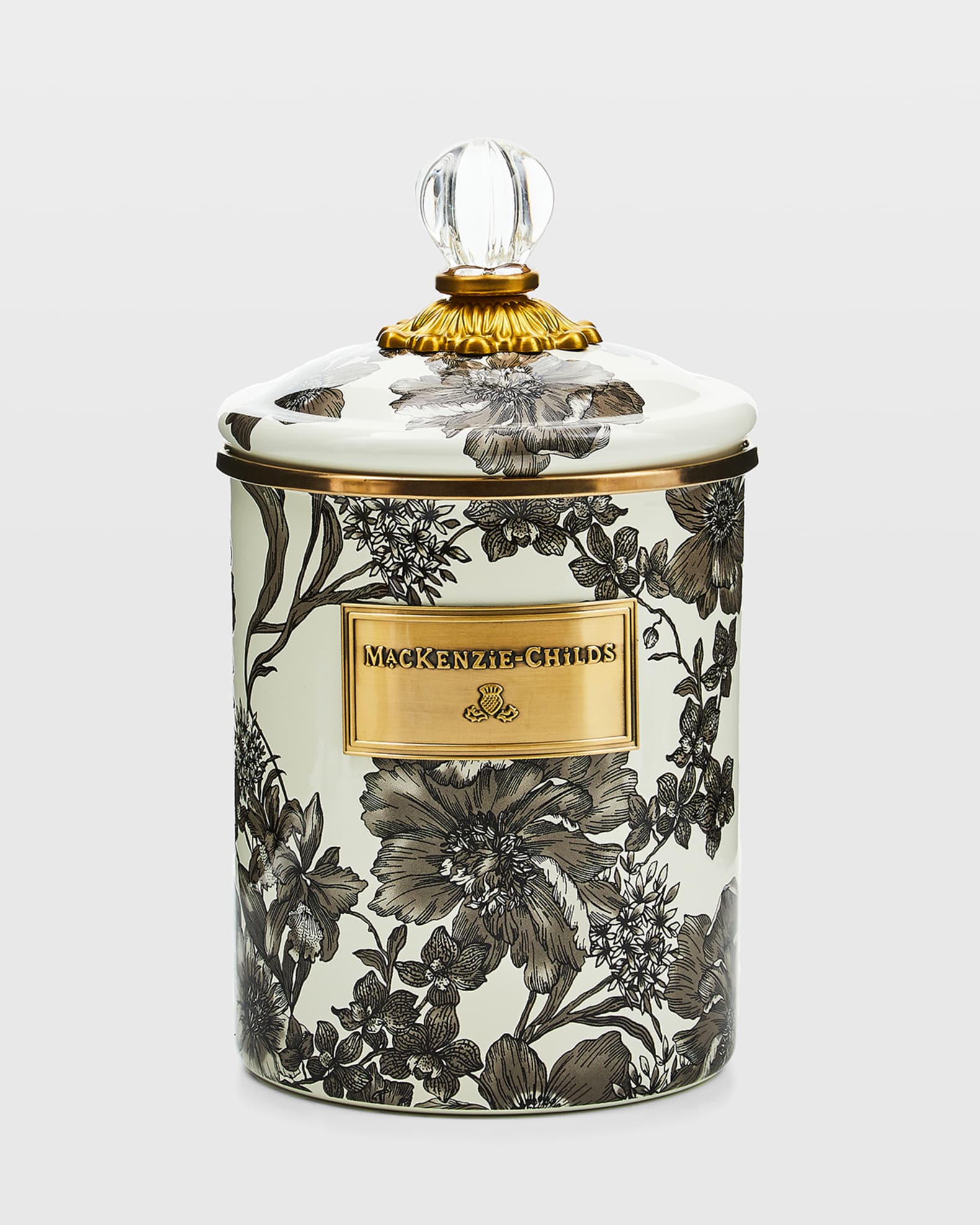 MacKenzie-Childs Sterling English Garden Medium Canister, 48 oz. | Horchow