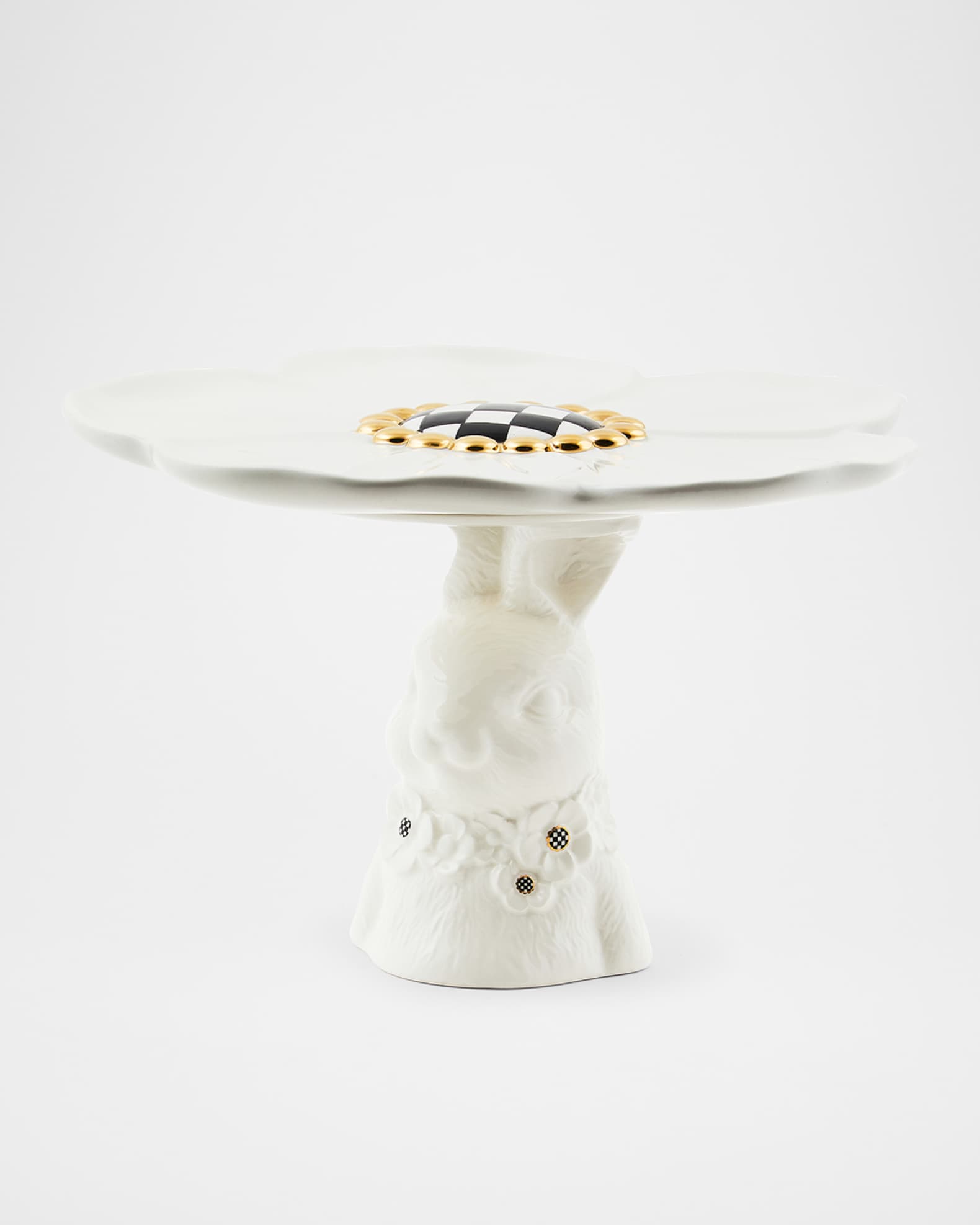 MacKenzie-Childs White Rabbit Ceramic Pedestal Platter | Horchow