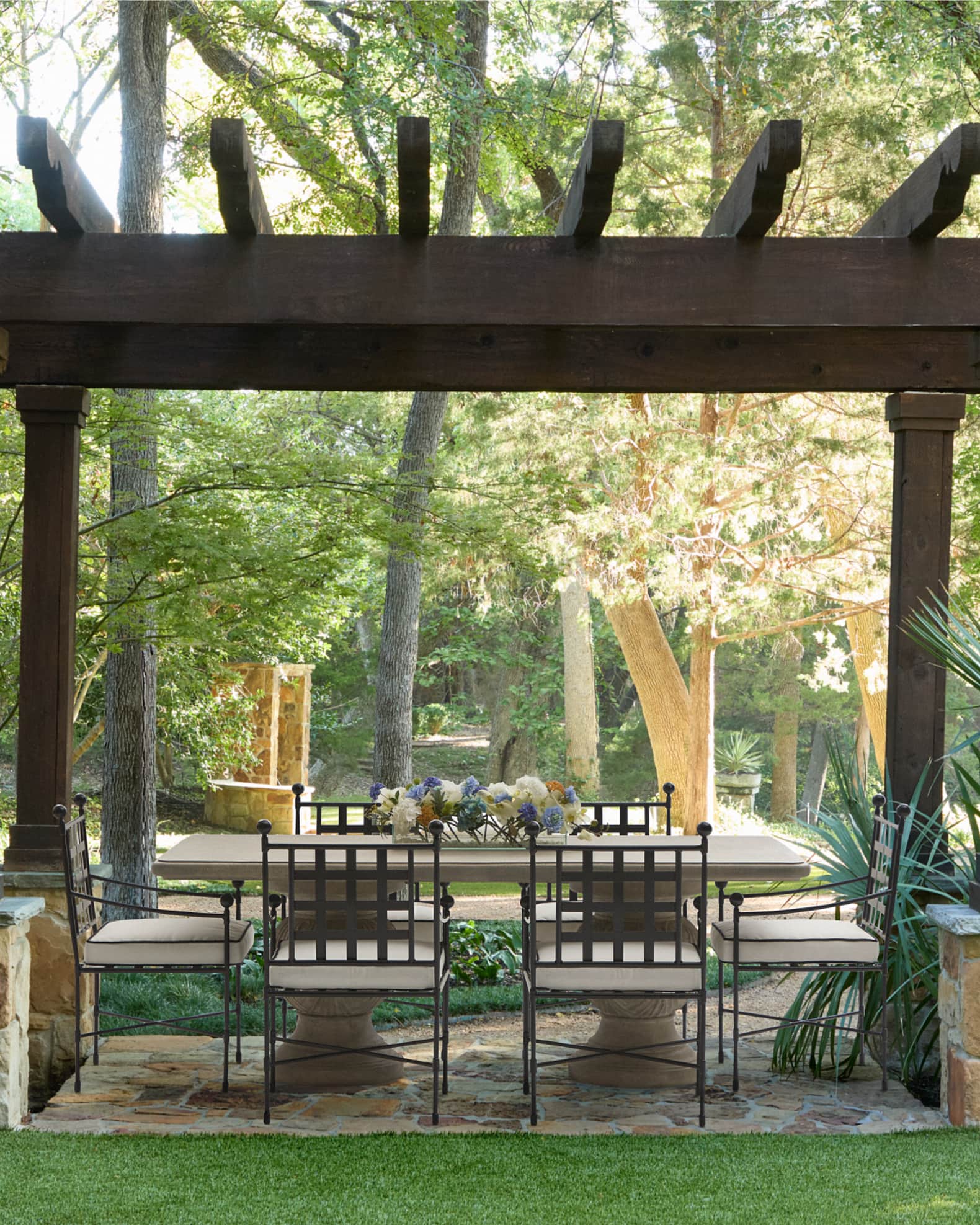 Neiman Marcus Double Pedestal Outdoor Dining Table | Horchow