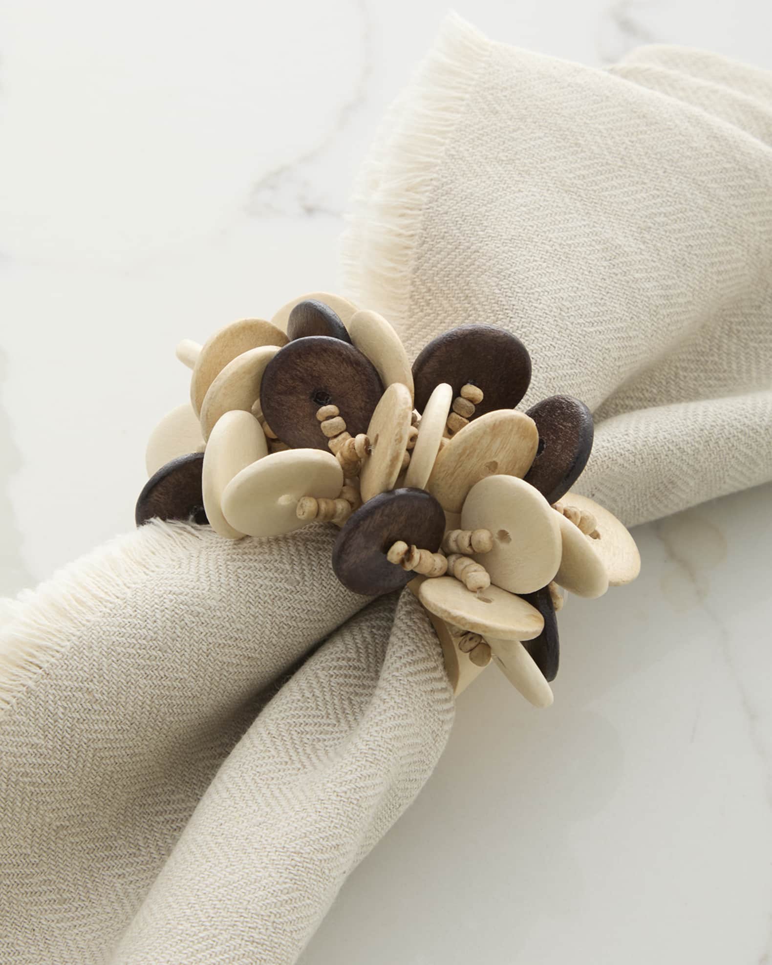 Deborah Rhodes Wood Coin Beads Napkin Ring | Horchow