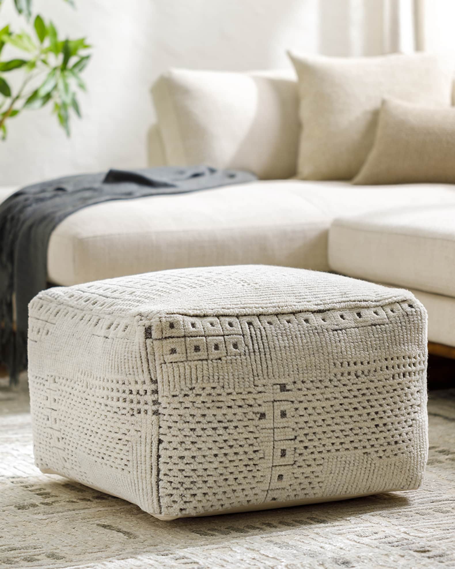 Surya Tunisia Hand-Knotted Pouf | Horchow