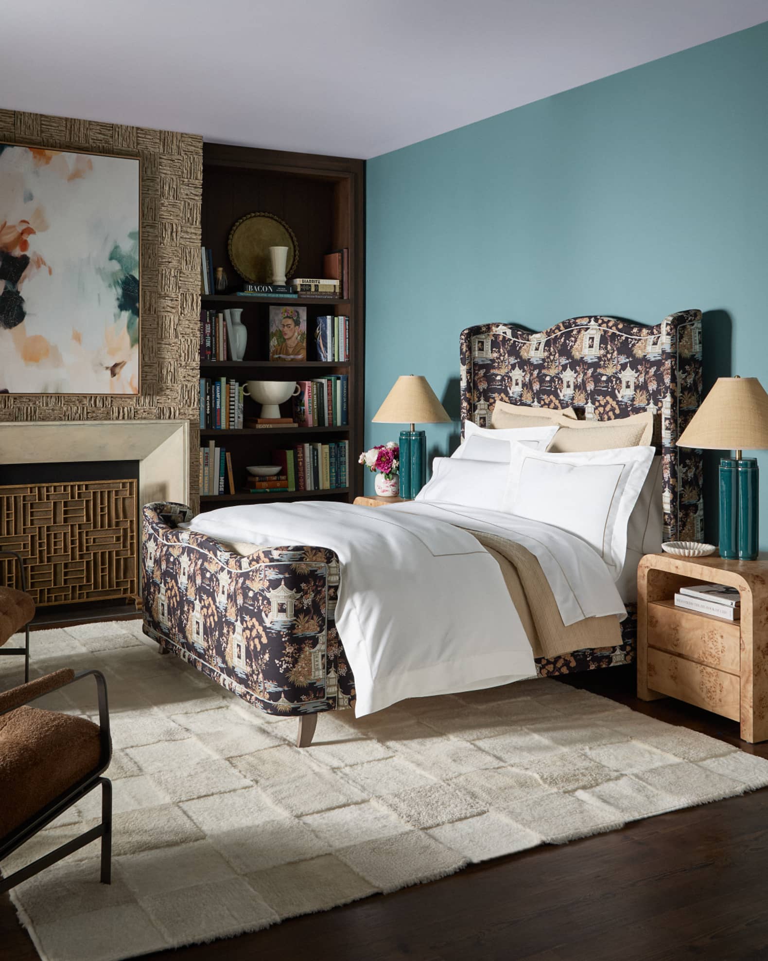 Massoud Kingston Wingback Queen Bed | Horchow