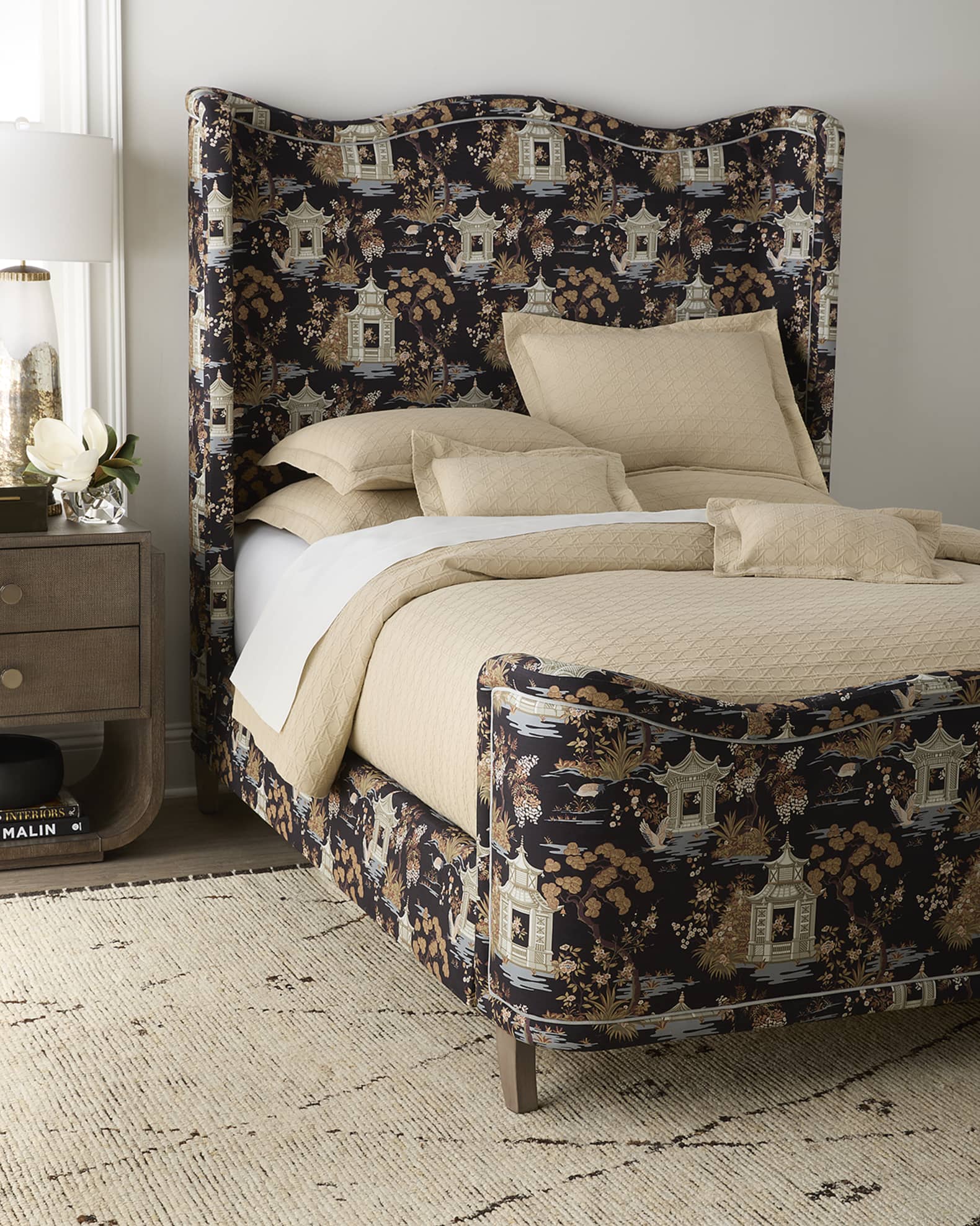 Massoud Kingston Wingback Queen Bed | Horchow