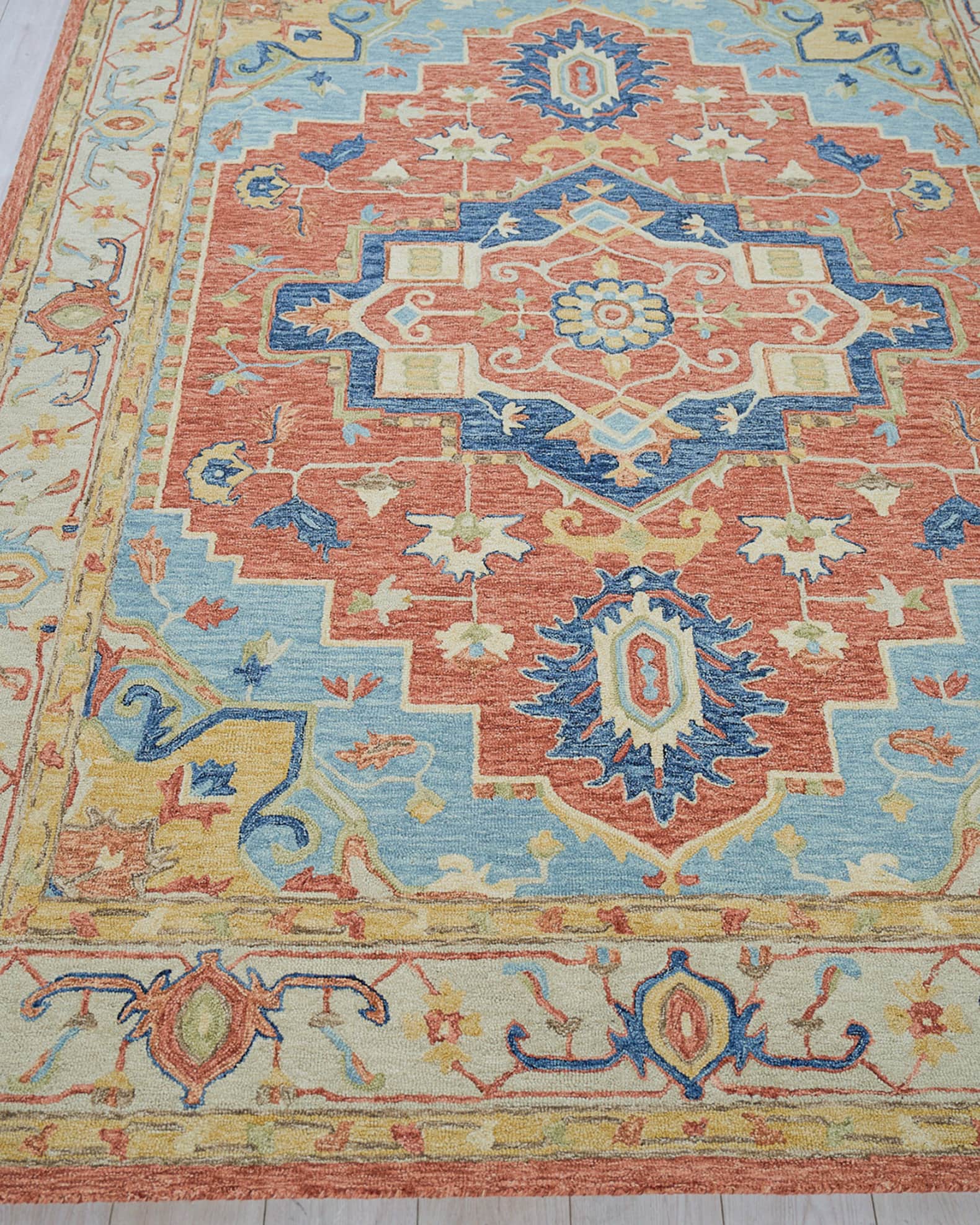 Exquisite Rugs Richmond Serapi Hand-Tufted Beige/Red Rug, 5' x 8' | Horchow