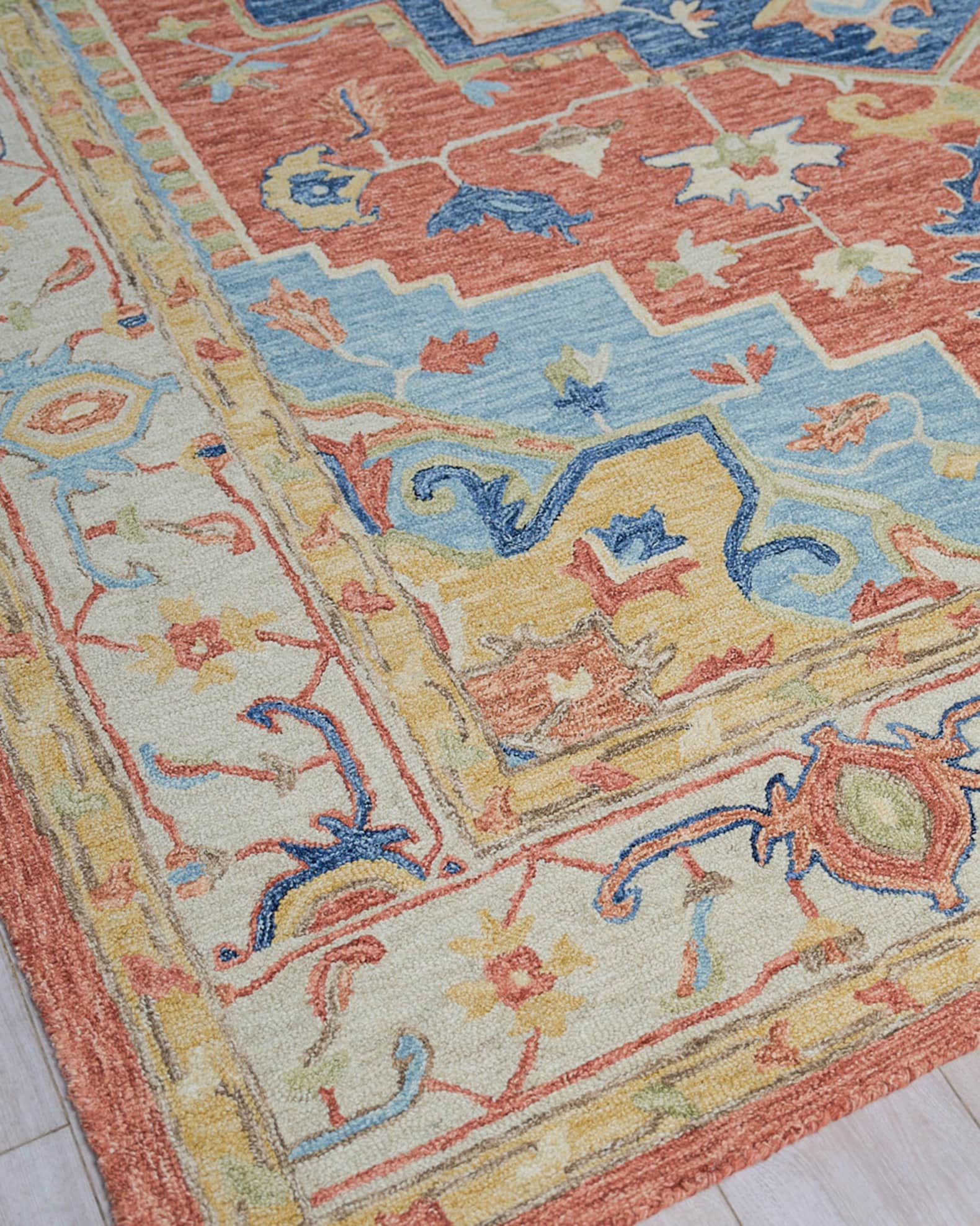 Exquisite Rugs Richmond Serapi Hand-Tufted Beige/Red Rug, 5' x 8' | Horchow