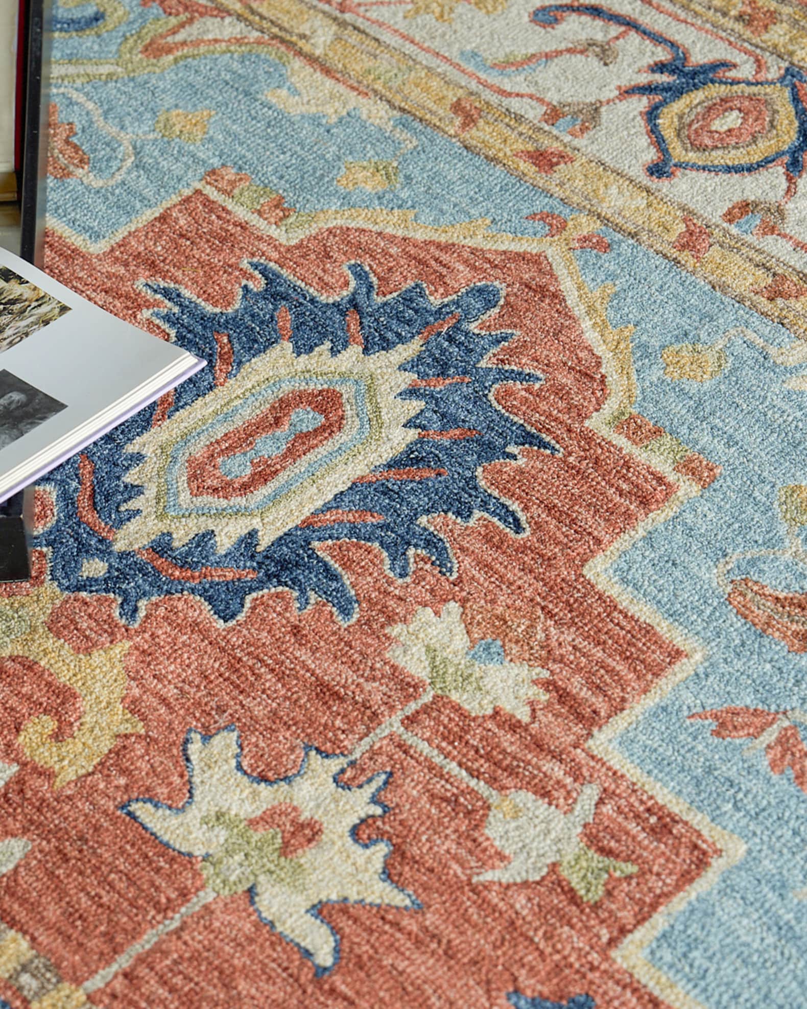 Exquisite Rugs Richmond Serapi Hand-Tufted Beige/Red Rug, 5' x 8' | Horchow