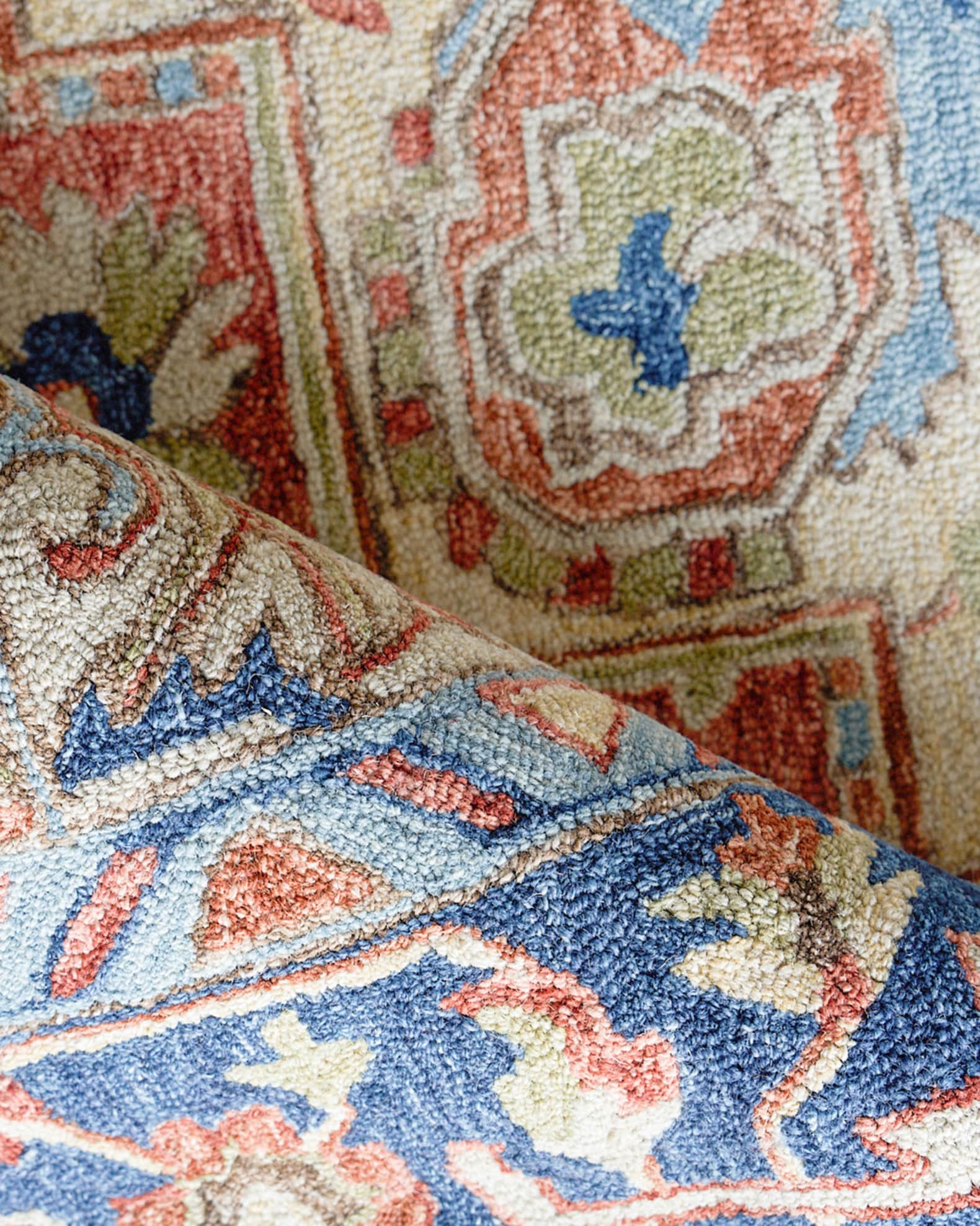 Exquisite Rugs Richmond Serapi Hand-Tufted Red/Blue Rug, 5' x 8' | Horchow