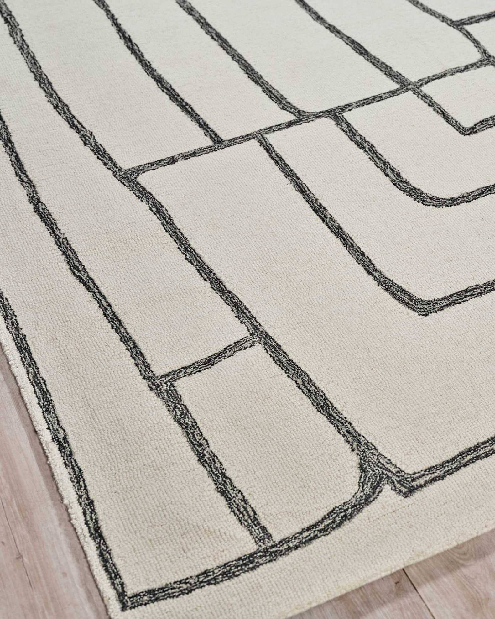 Exquisite Rugs Tangiers Hand-Tufted Ivory/Black Rug, 5' x 8' | Horchow