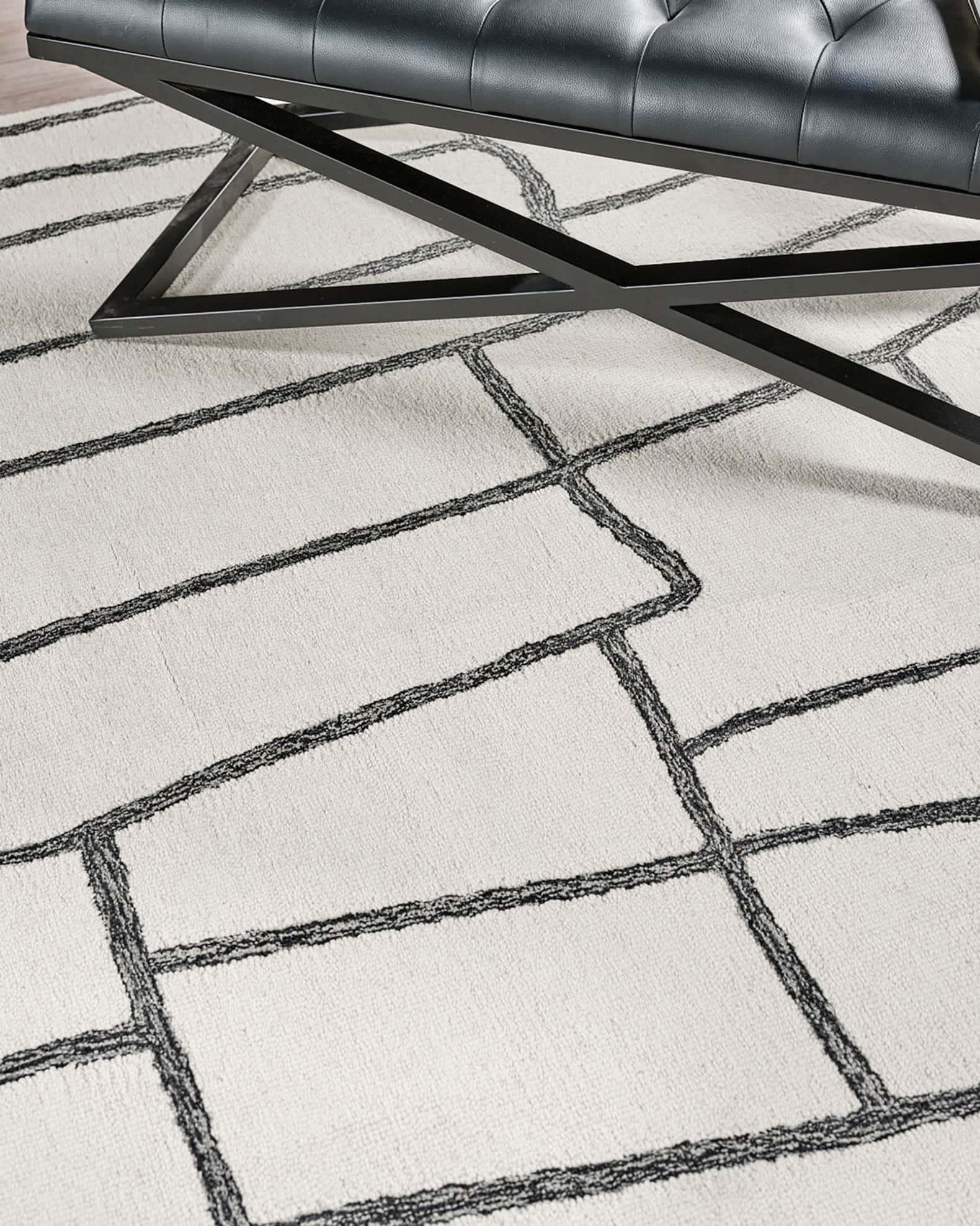 Exquisite Rugs Tangiers Hand-Tufted Ivory/Black Rug, 5' x 8' | Horchow