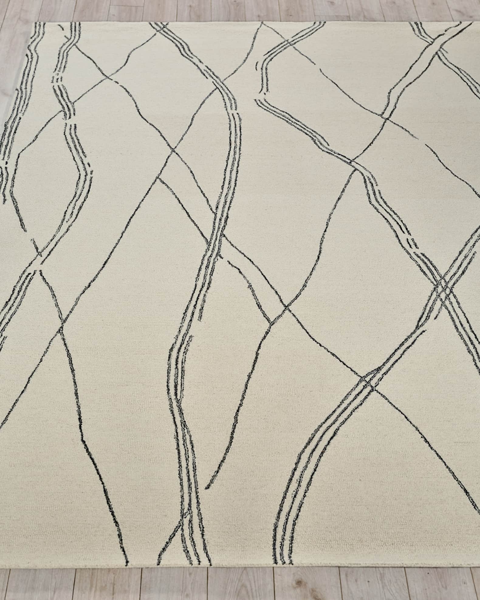 Exquisite Rugs Tangiers Hand-Tufted Ivory/Black Rug, 10' x 14' | Horchow