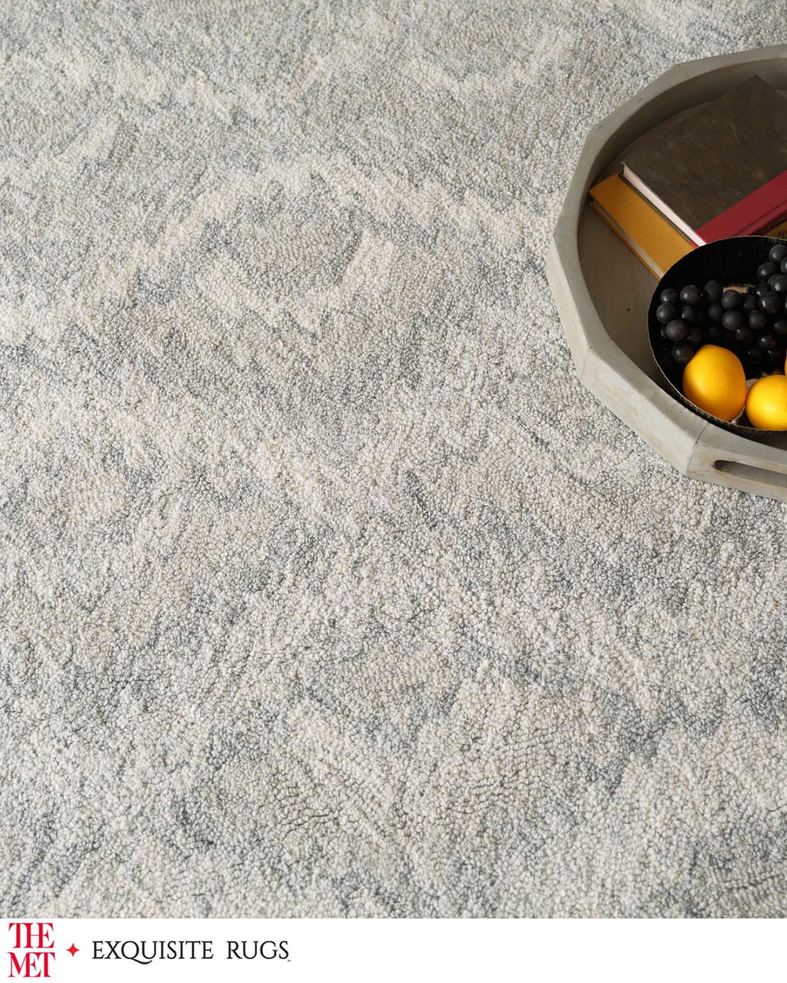 Exquisite Rugs x THE MET Bargello Hand-Tufted Gray Rug, 5' x 8' | Horchow