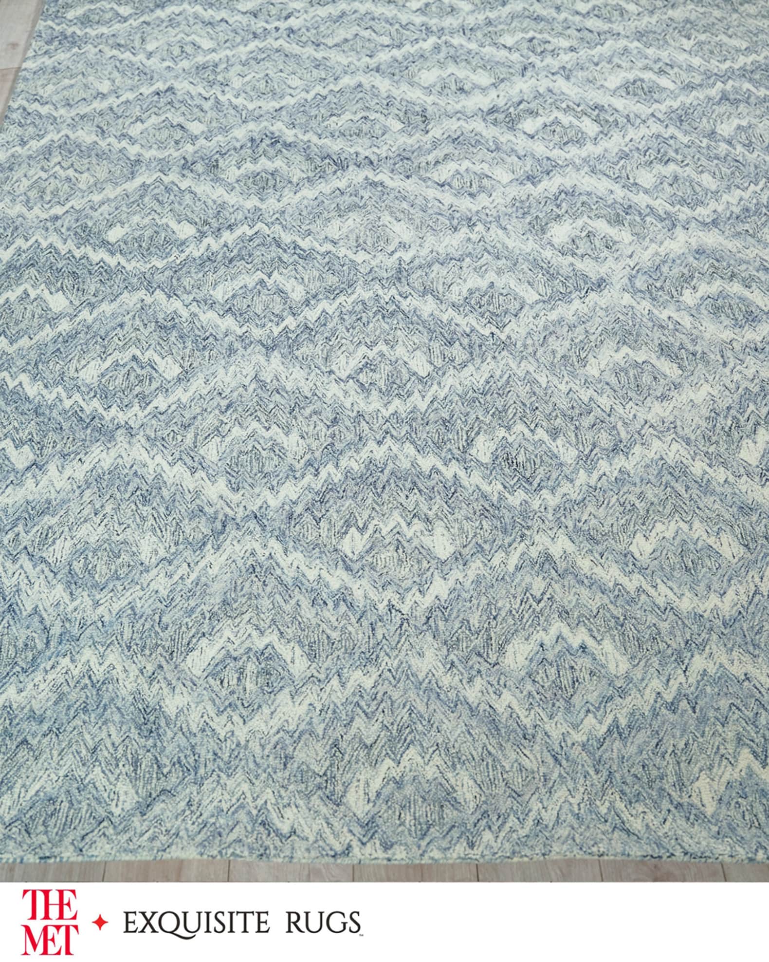 Exquisite Rugs x THE MET Bargello Hand-Tufted Light Blue Rug, 10' x 14 ...