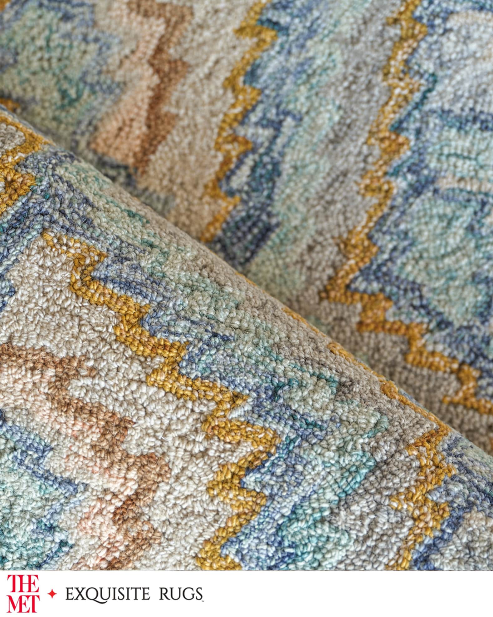 Exquisite Rugs x THE MET Bargello Hand-Tufted Light Blue Multi Rug, 10 ...