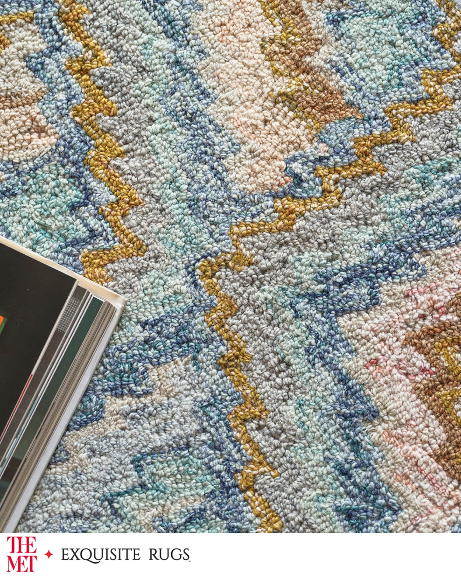 Exquisite Rugs x THE MET Bargello Hand-Tufted Light Blue Multi Rug, 9 ...
