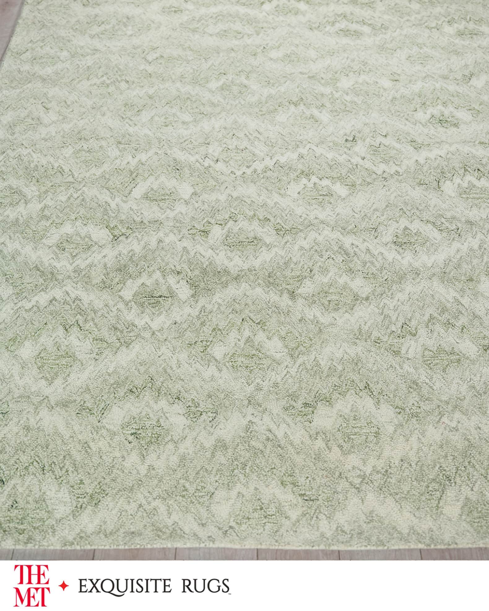 Exquisite Rugs x THE MET Bargello Hand-Tufted Light Green Rug, 10' x 14 ...