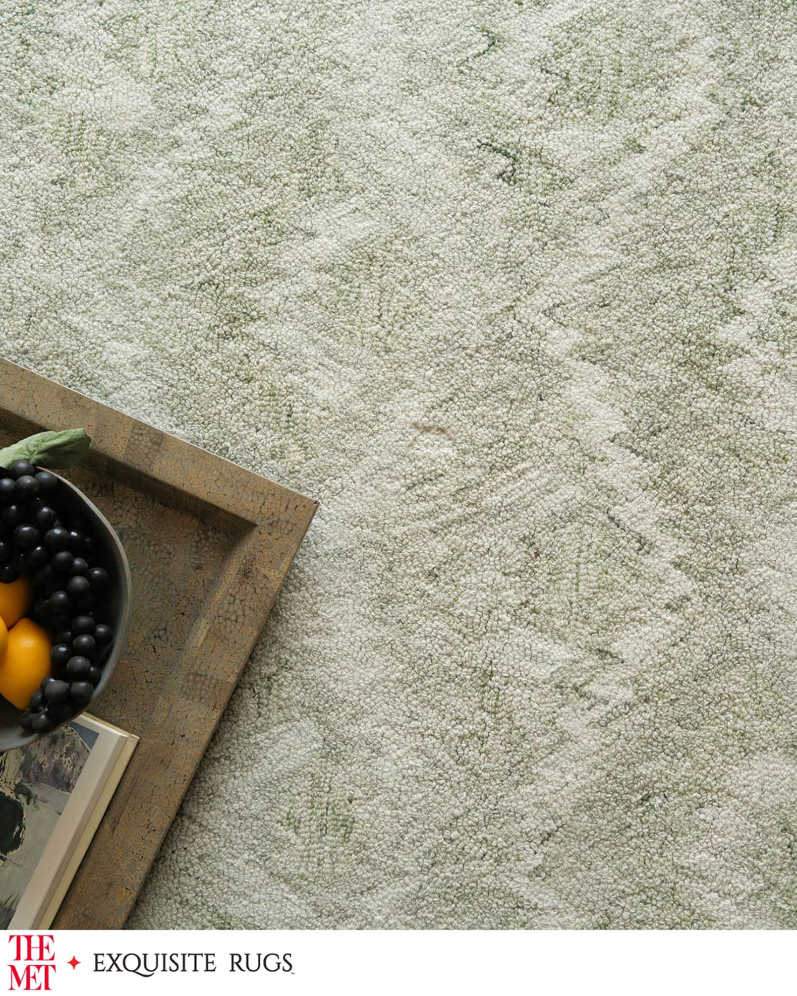 Exquisite Rugs x THE MET Bargello Hand-Tufted Light Green Rug, 8' x 10 ...