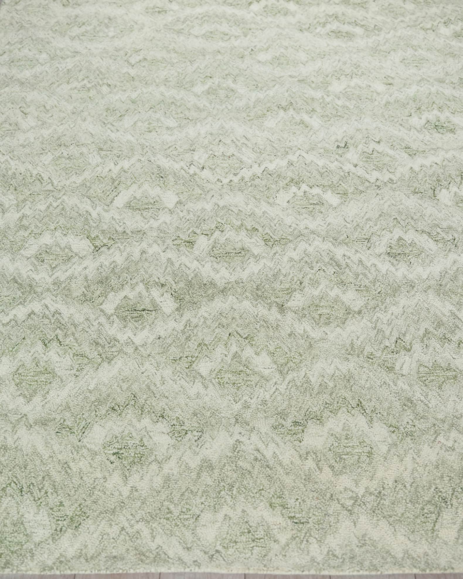 Exquisite Rugs x THE MET Bargello Hand-Tufted Light Green Rug, 5' x 8 ...