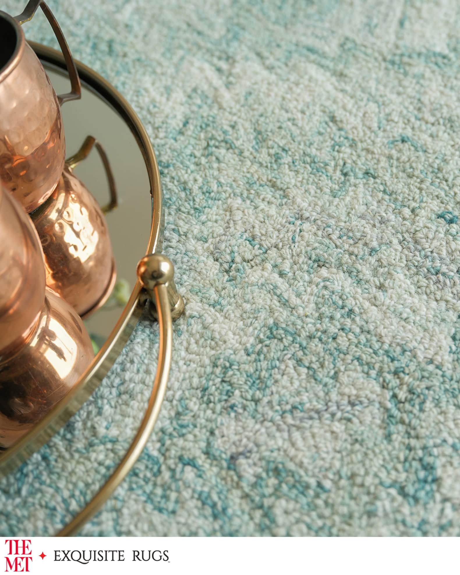 Exquisite Rugs x THE MET Bargello Hand-Tufted Turquoise Rug, 9' x 12 ...