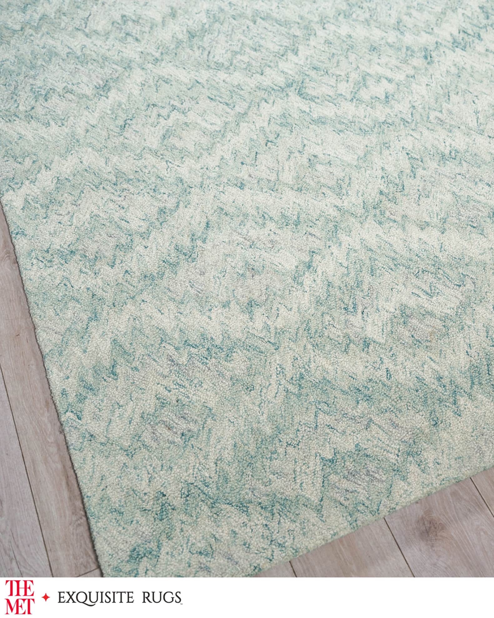 Exquisite Rugs x THE MET Bargello Hand-Tufted Turquoise Rug, 5' x 8 ...