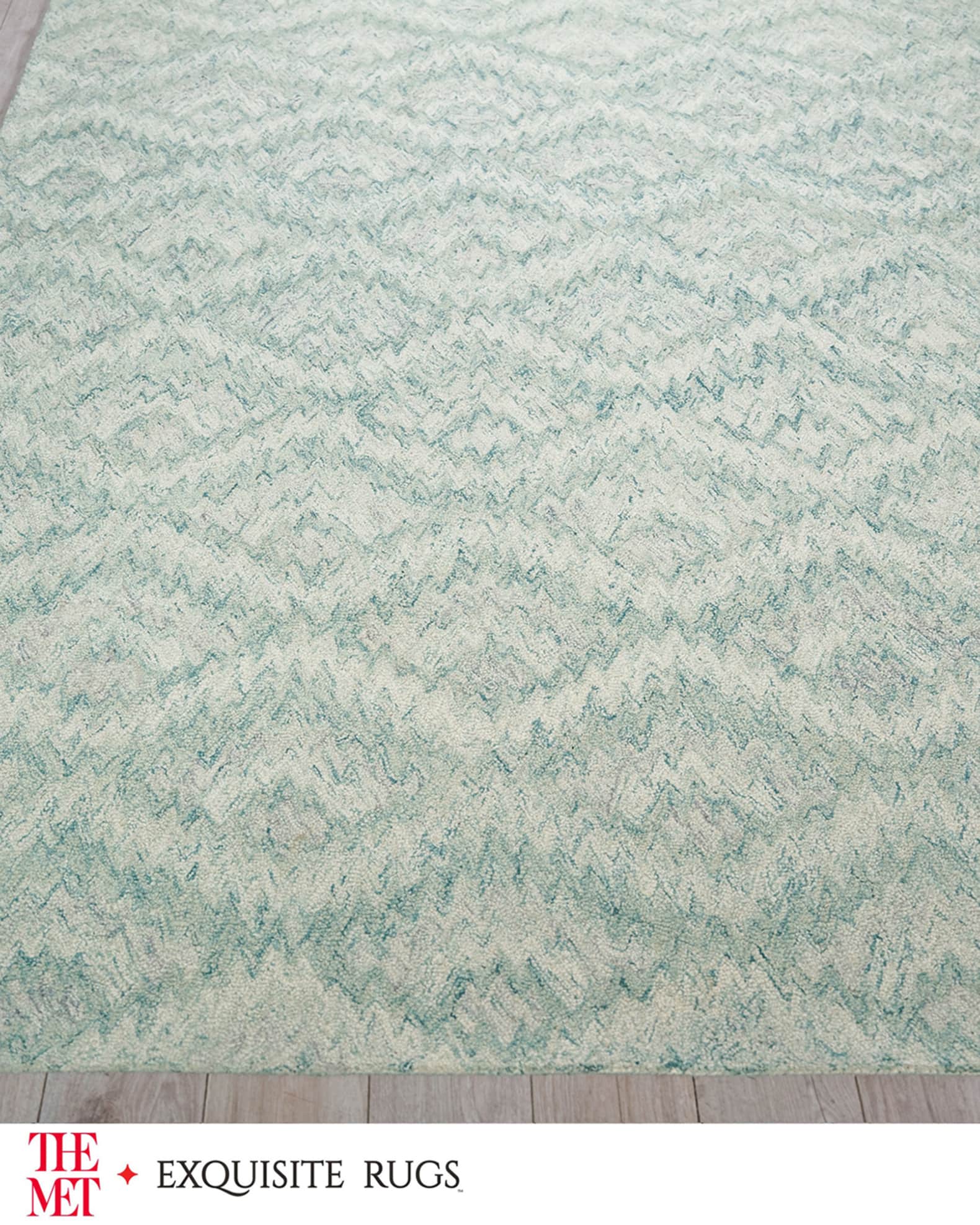 Exquisite Rugs x THE MET Bargello Hand-Tufted Turquoise Rug, 5' x 8 ...