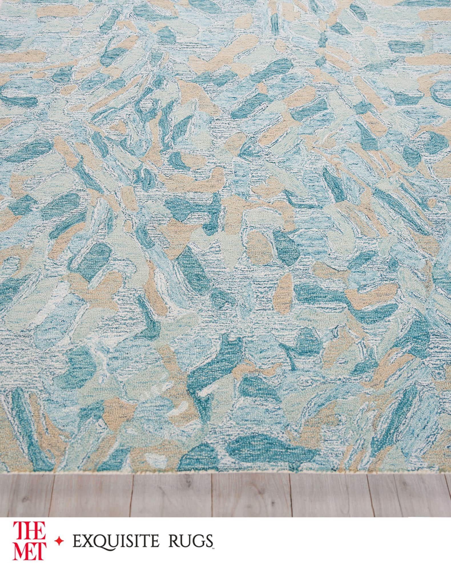 Exquisite Rugs x THE MET Botanica Hand-Tufted Turquoise Rug, 10' x 14 ...