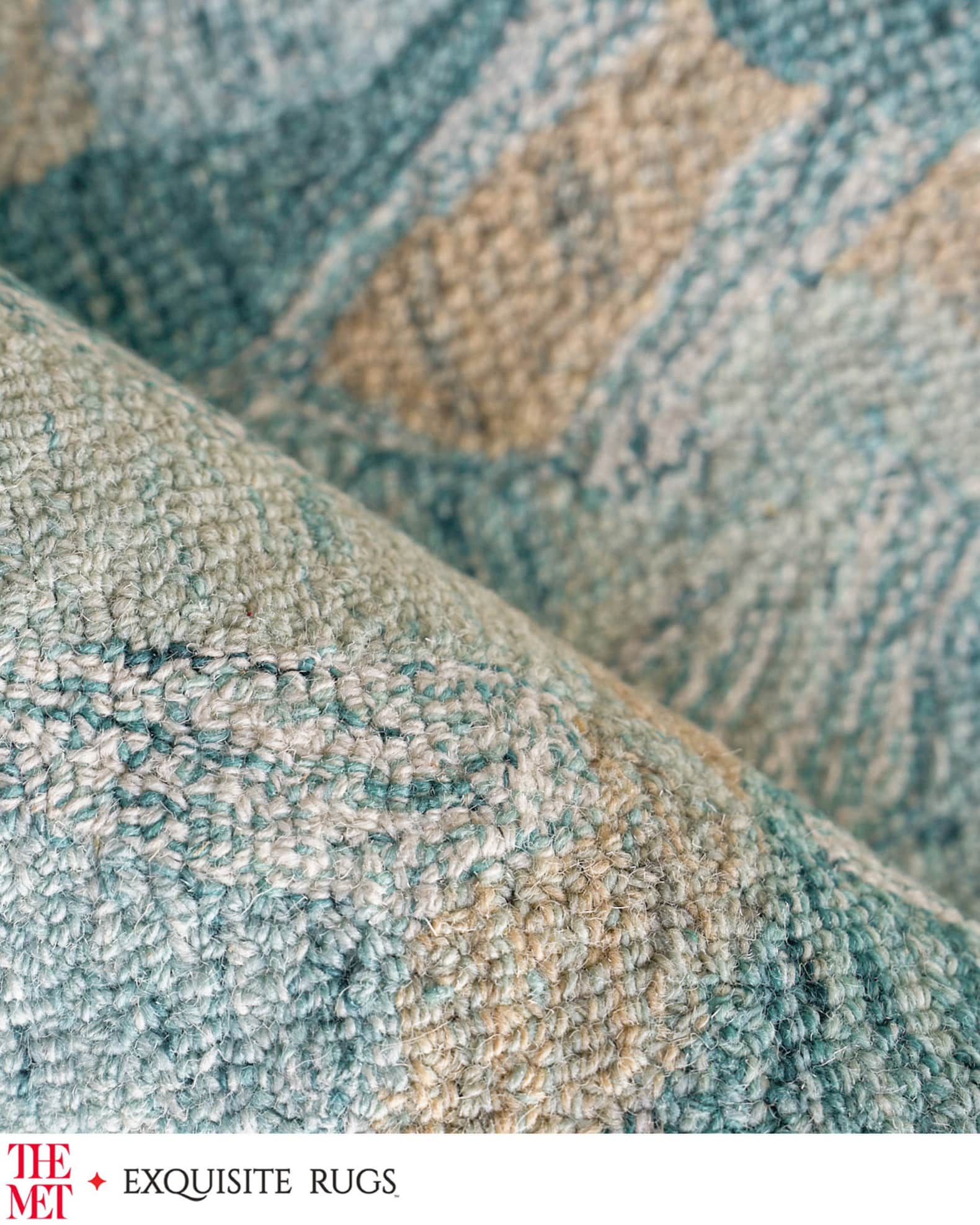 Exquisite Rugs x THE MET Botanica Hand-Tufted Turquoise Rug, 9' x 12 ...