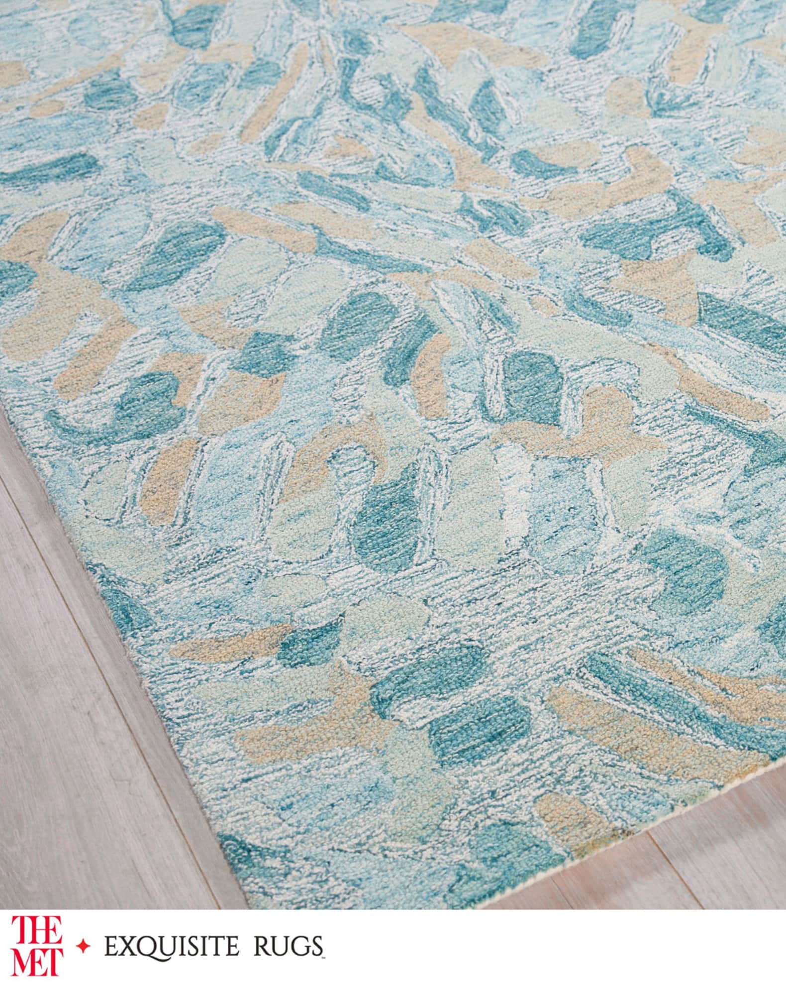 Exquisite Rugs x THE MET Botanica Hand-Tufted Turquoise Rug, 9' x 12 ...