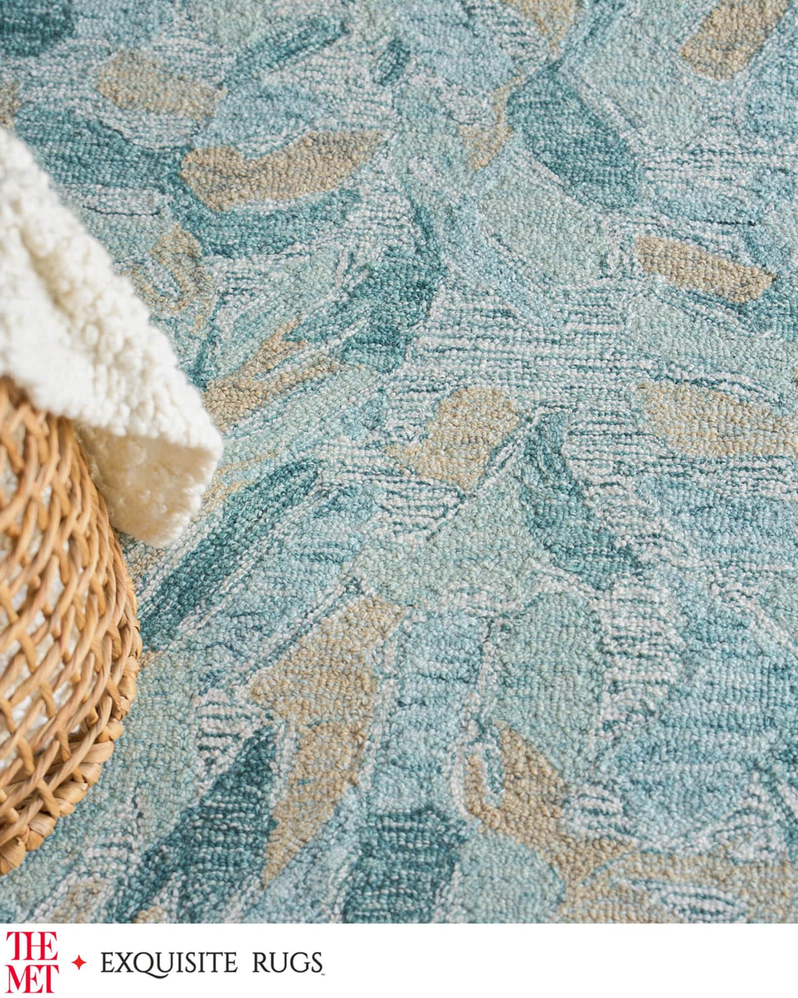 Exquisite Rugs x THE MET Botanica Hand-Tufted Turquoise Rug, 8' x 10 ...