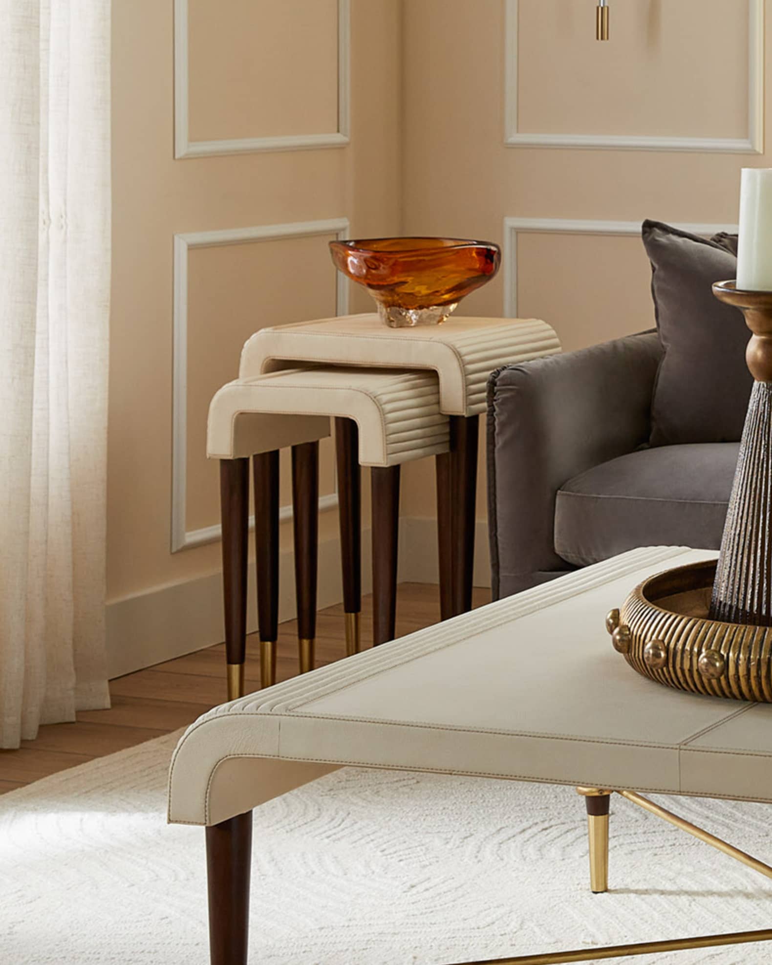 Nova Leather Nesting Tables Set | Horchow Nova Leather Nesting Tables Set | Horchow