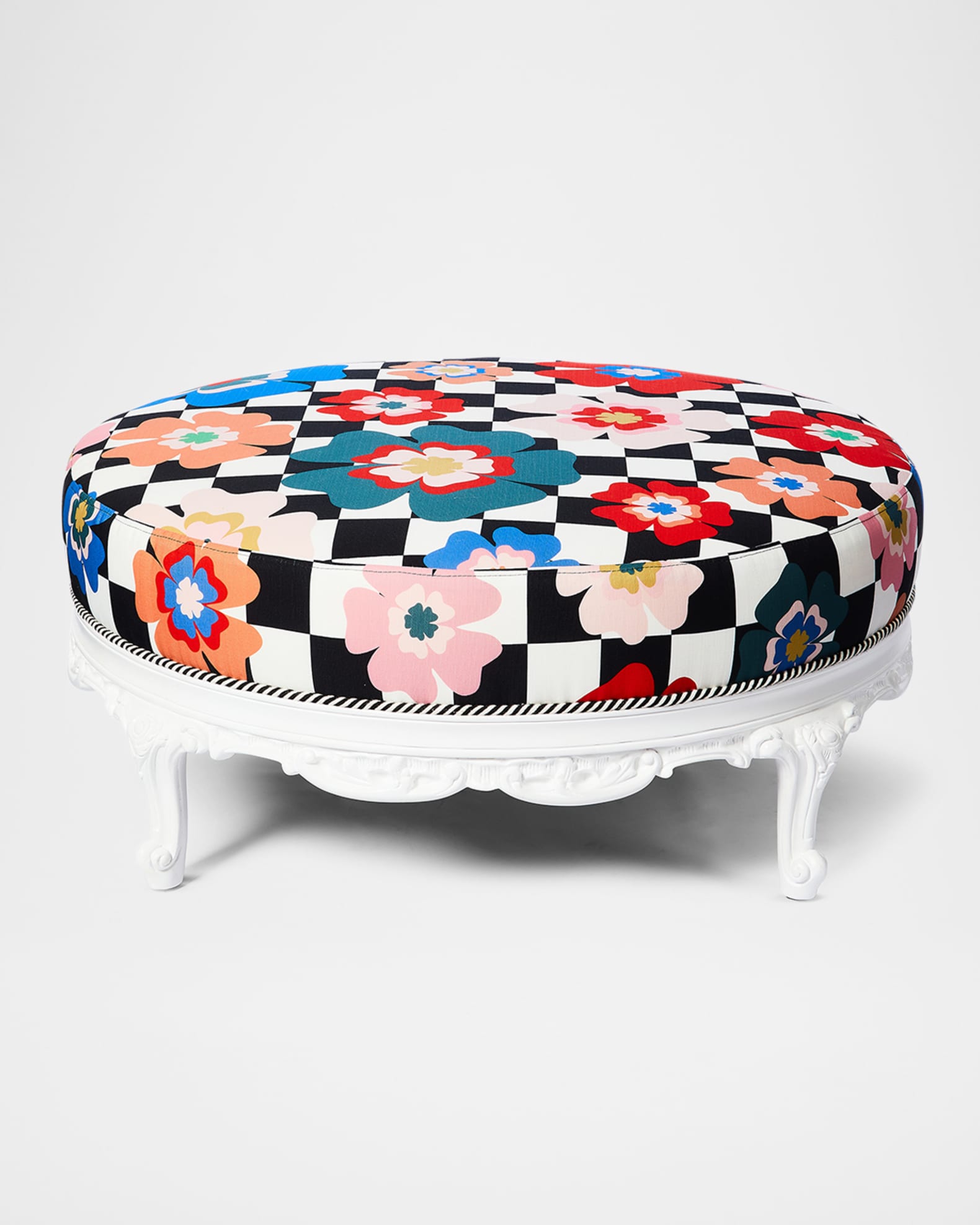 MacKenzie-Childs Outdoor Dolce Vita Jumbo Upholstered Ottoman | Horchow