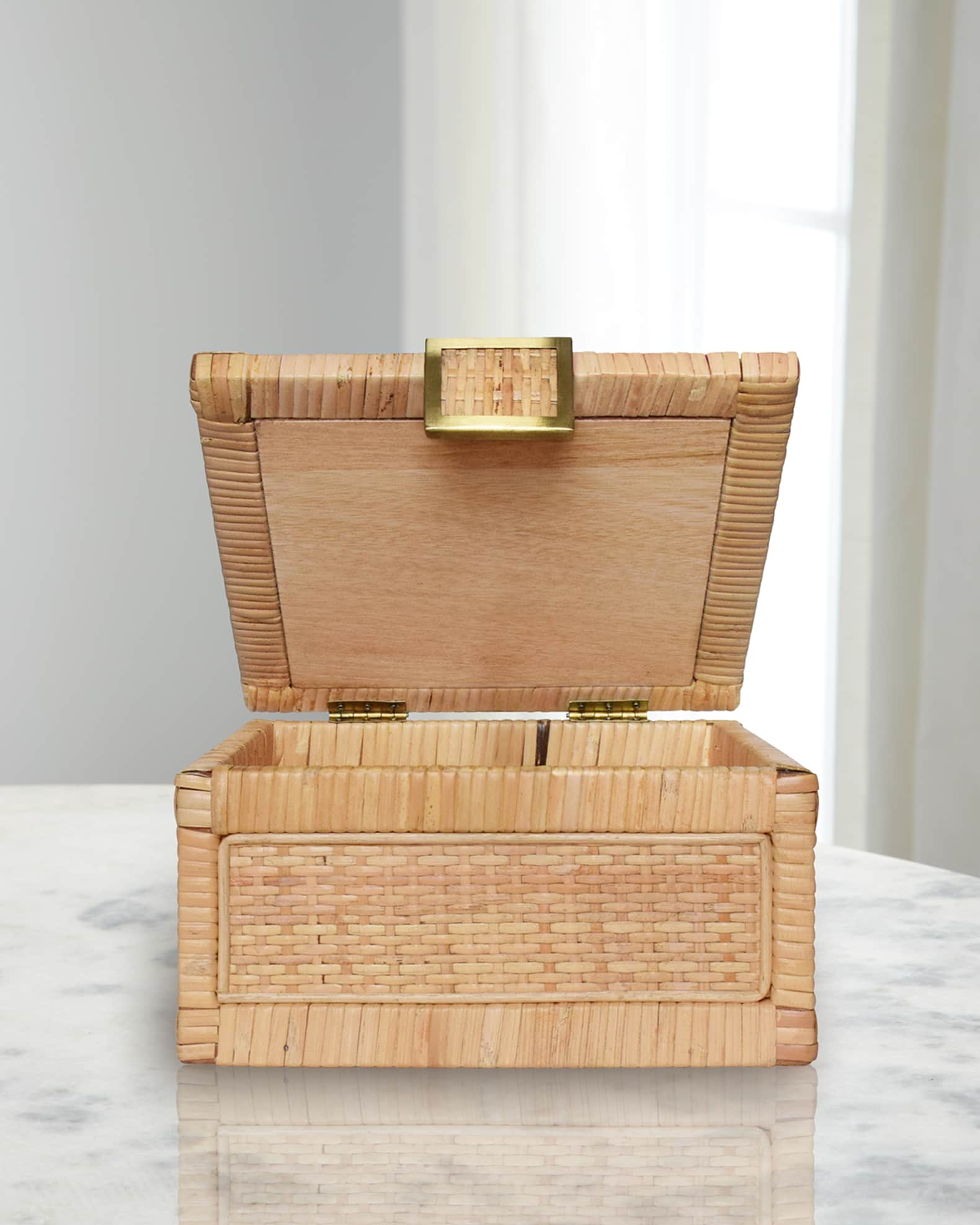 Worlds Away Bruno Rattan Box, Small | Horchow