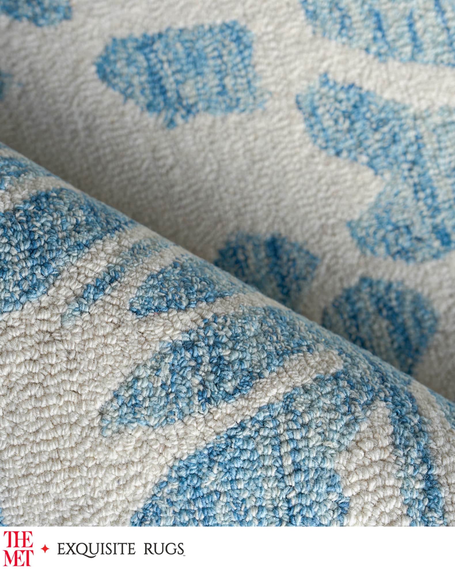 Exquisite Rugs x THE MET Botanica Hand-Tufted Light Blue/Ivory Rug, 8 ...