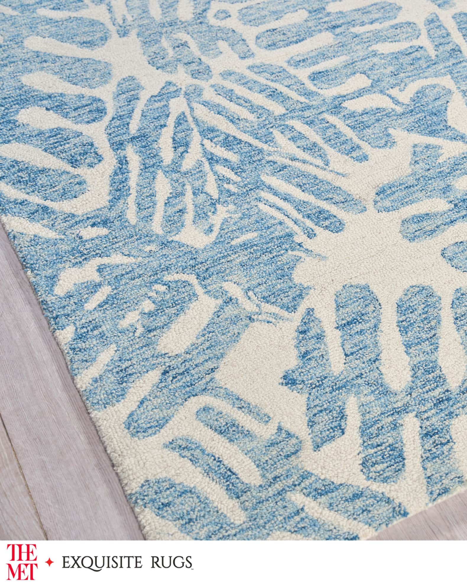 Exquisite Rugs x THE MET Botanica Hand-Tufted Light Blue/Ivory Rug, 8 ...