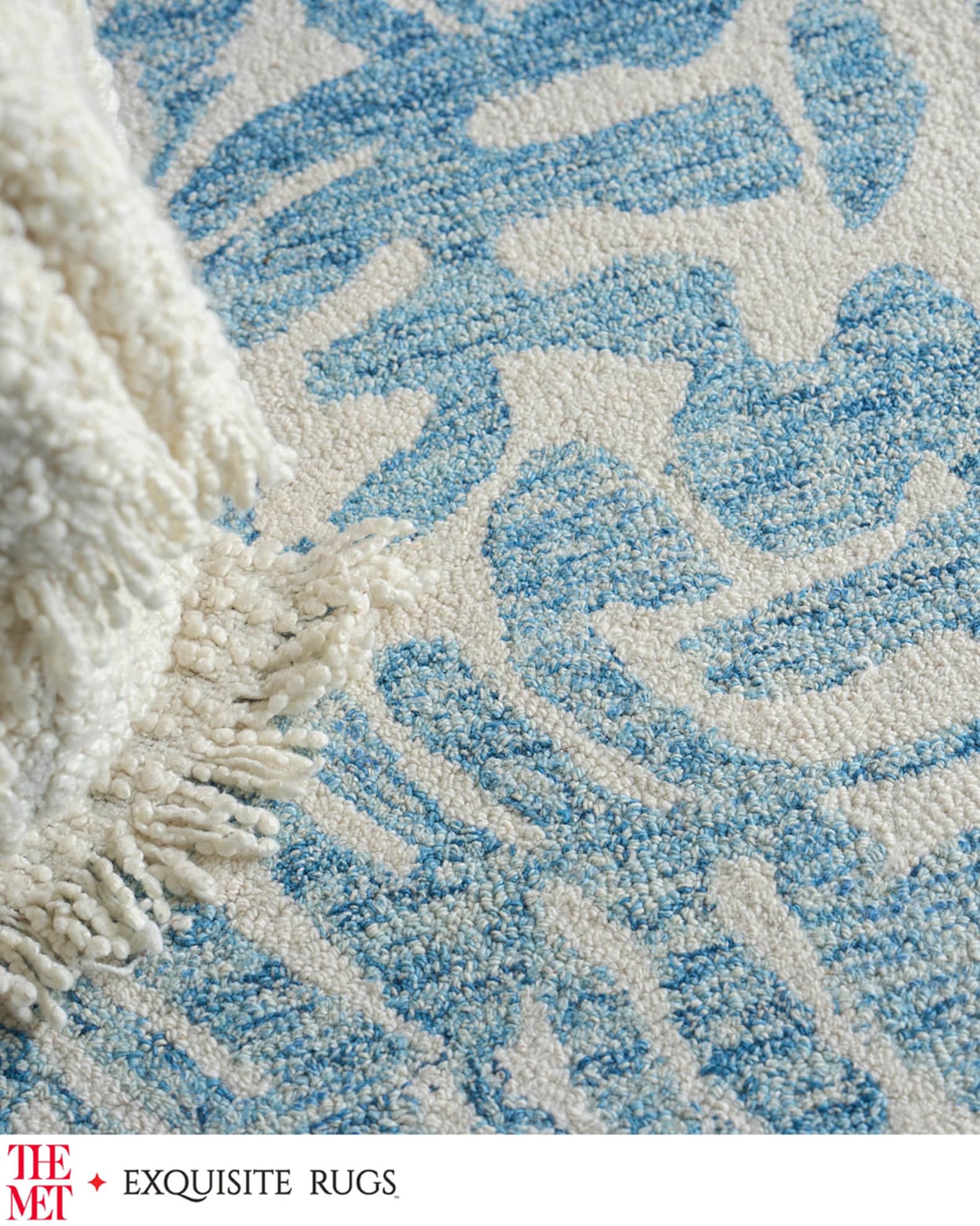 Exquisite Rugs x THE MET Botanica Hand-Tufted Light Blue/Ivory Rug, 8 ...