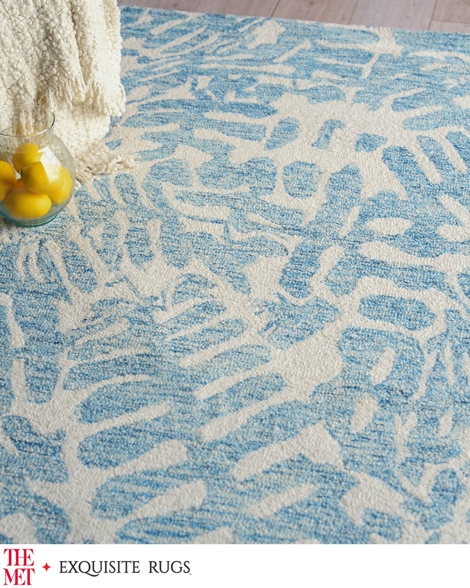 Exquisite Rugs x THE MET Botanica Hand-Tufted Light Blue/Ivory Rug, 5 ...