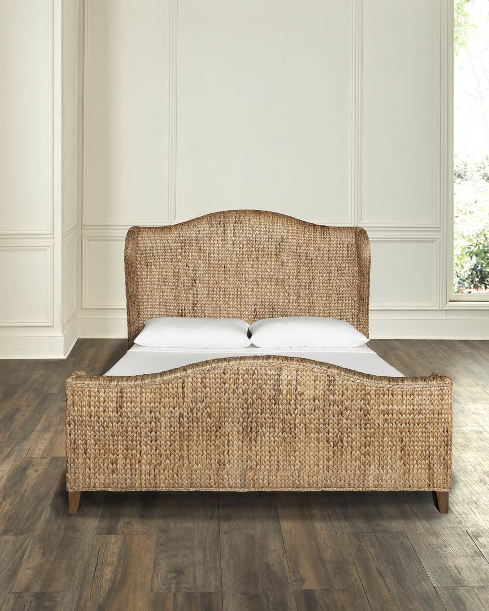 Worlds Away Jovi Water Hyacinth King Wingback Bed | Horchow