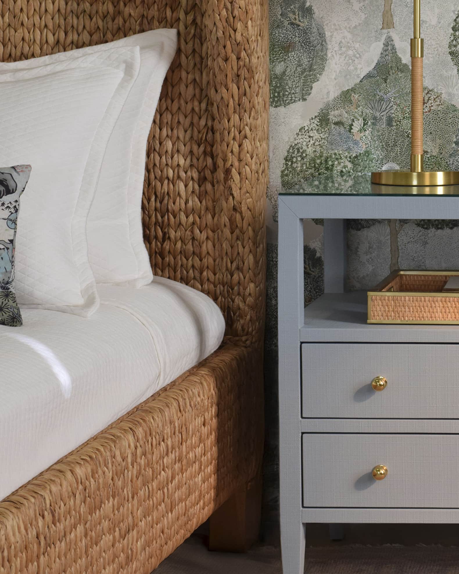 Worlds Away Jovi Water Hyacinth King Wingback Bed | Horchow