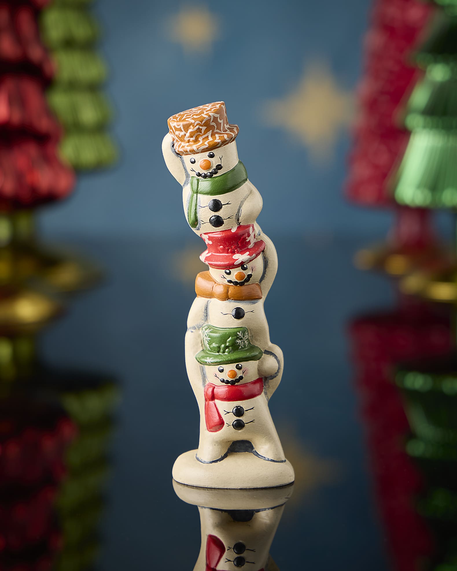 Vaillancourt Folk Art Snowmen Stack Christmas Figurine | Horchow