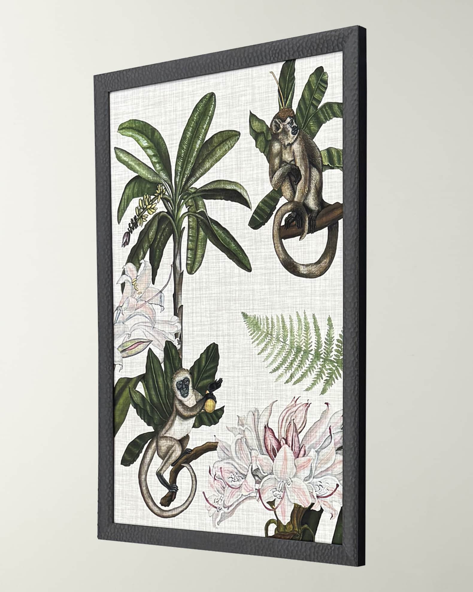 "Monkey on Linen I" Framed Giclee on Paper | Horchow