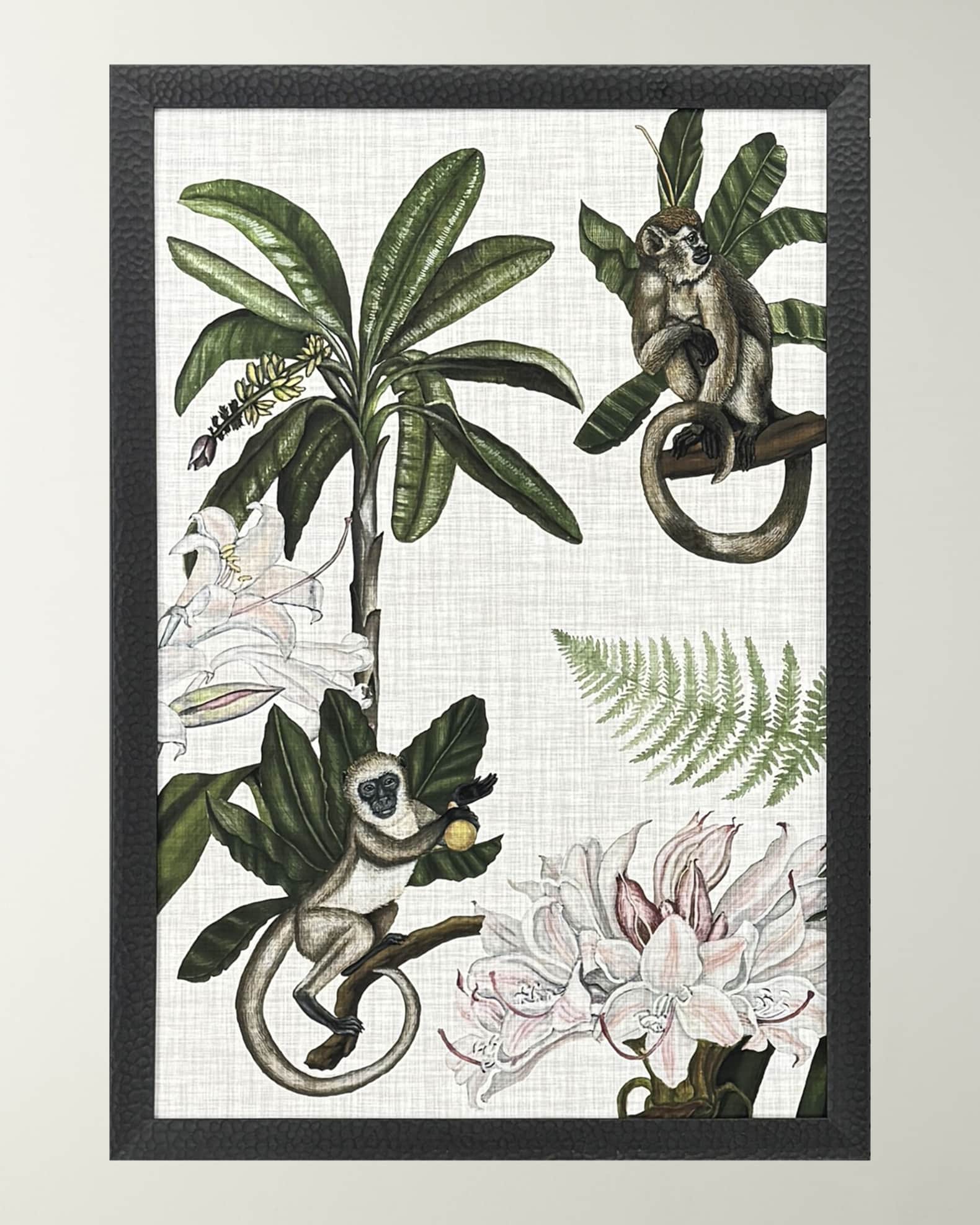 "Monkey on Linen I" Framed Giclee on Paper | Horchow