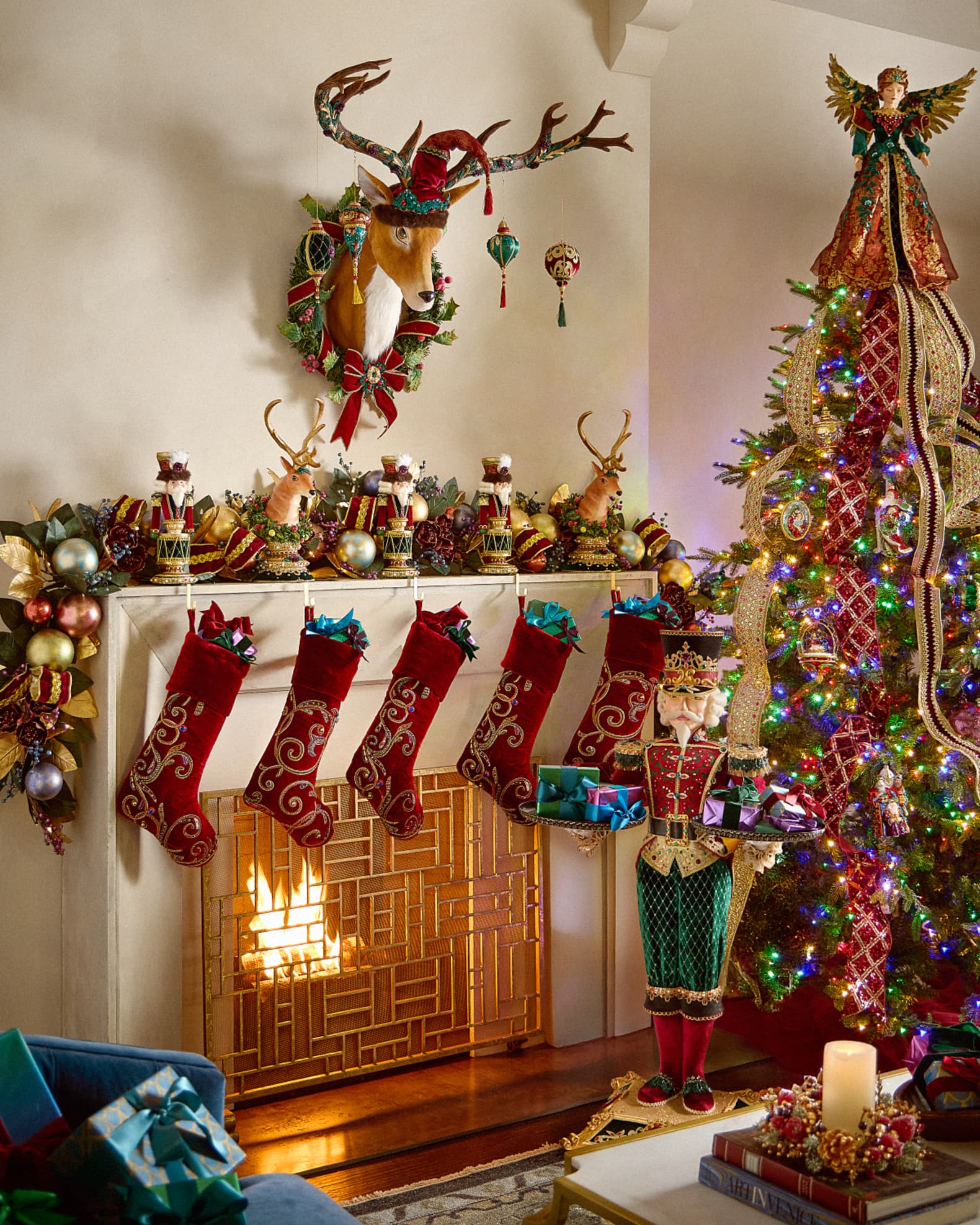 Neiman Marcus Spiritual Scroll Side-Beaded Stocking, Personalized | Horchow