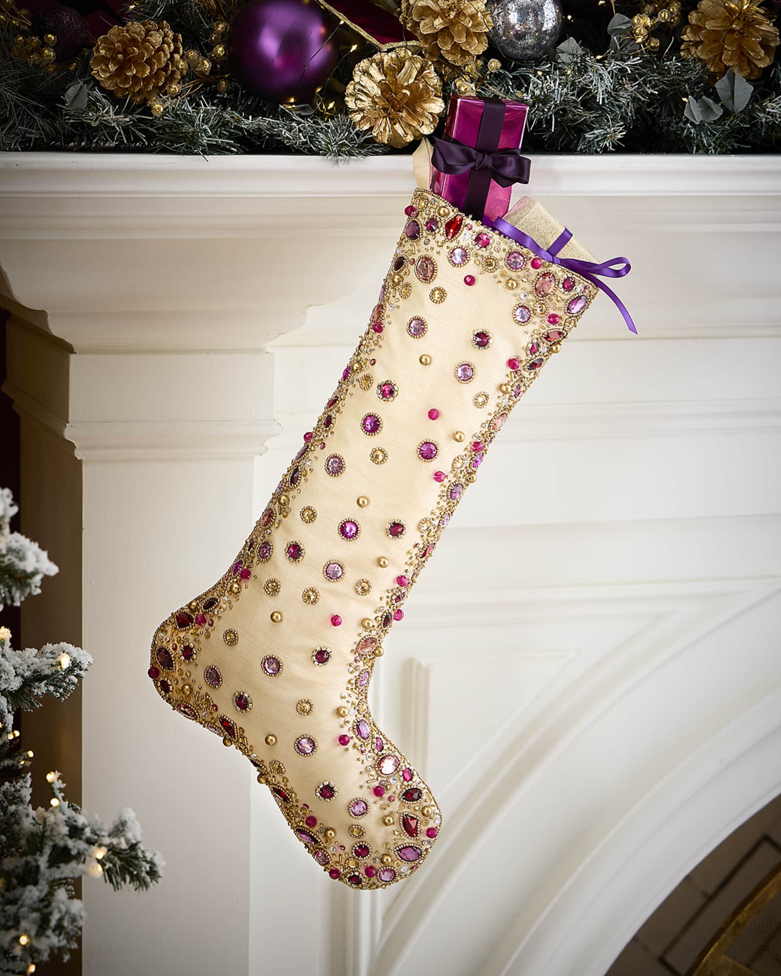 Kim Seybert Aurelia Beaded Christmas Stocking | Horchow