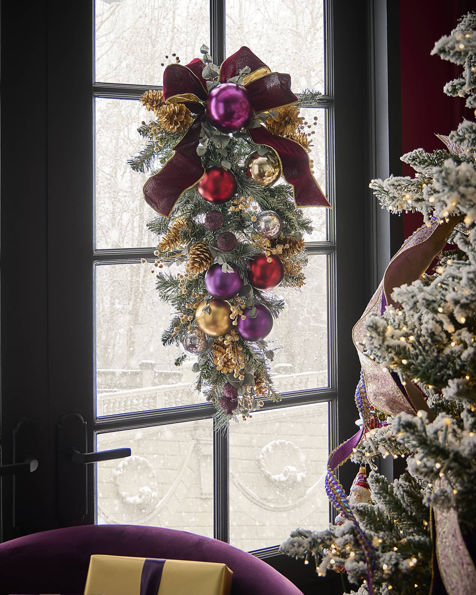 Neiman Marcus Plum Christmas 30" Door Spray | Horchow